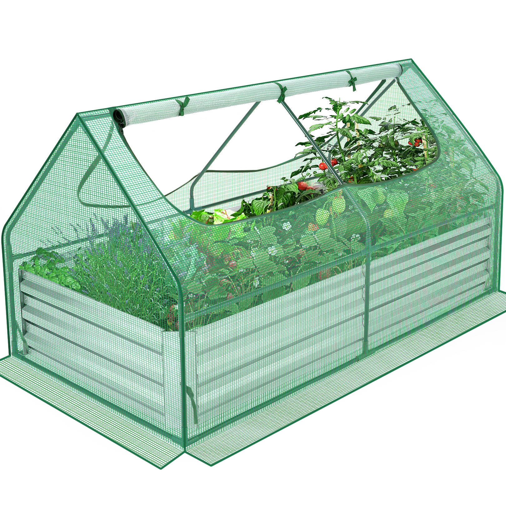 Quictent 6x3x1ft Galvanized Raised Garden Bed with Cover Metal Planter ...