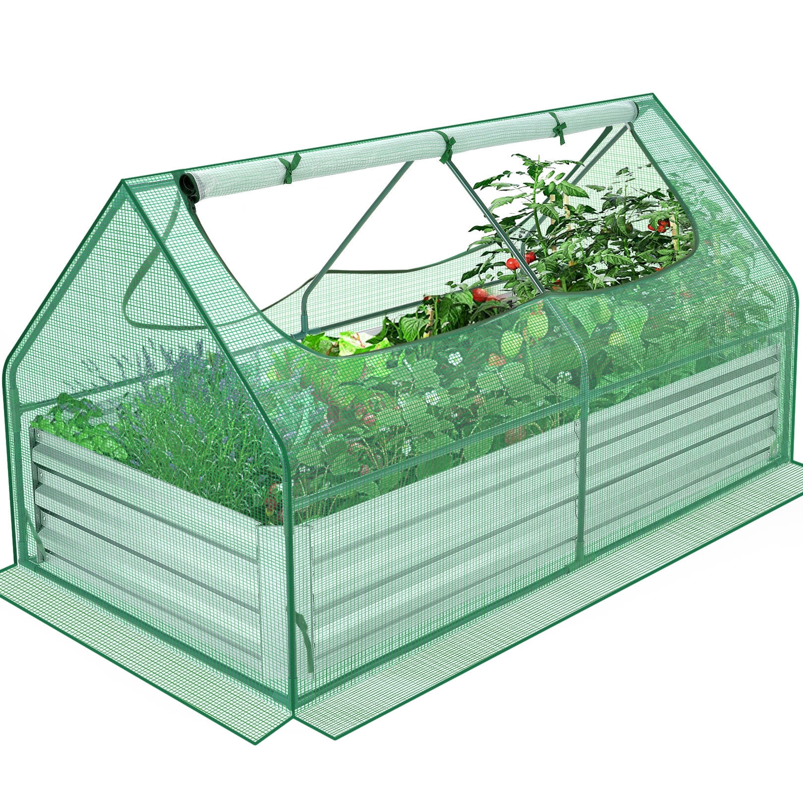 Quictent 6x3x1Ft Galvanized Raised Garden Bed Kit with Anti-Bird ...