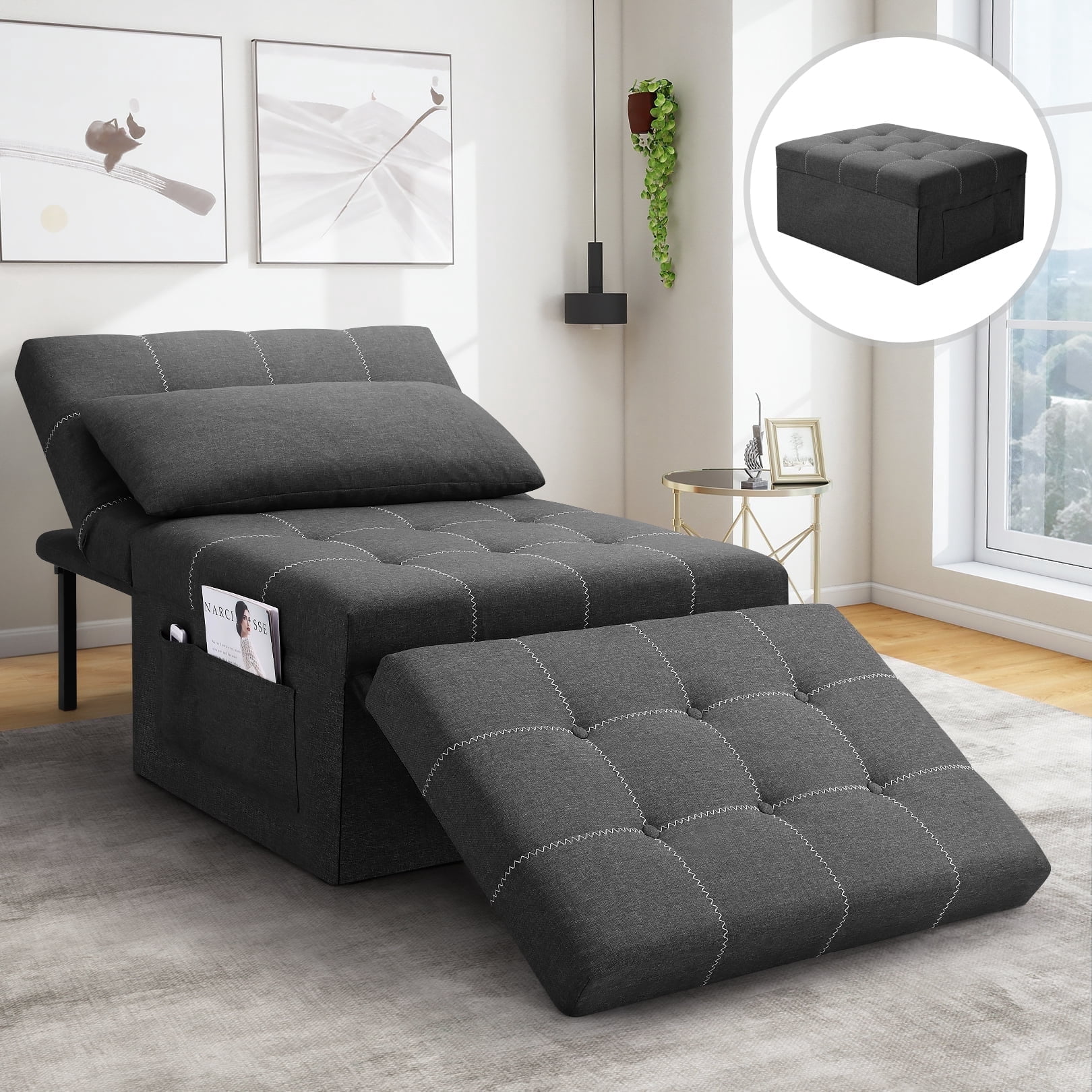 SEJOV Convertible Sofa Bed, 4 in 1 Multi-Function Folding Ottoman ...
