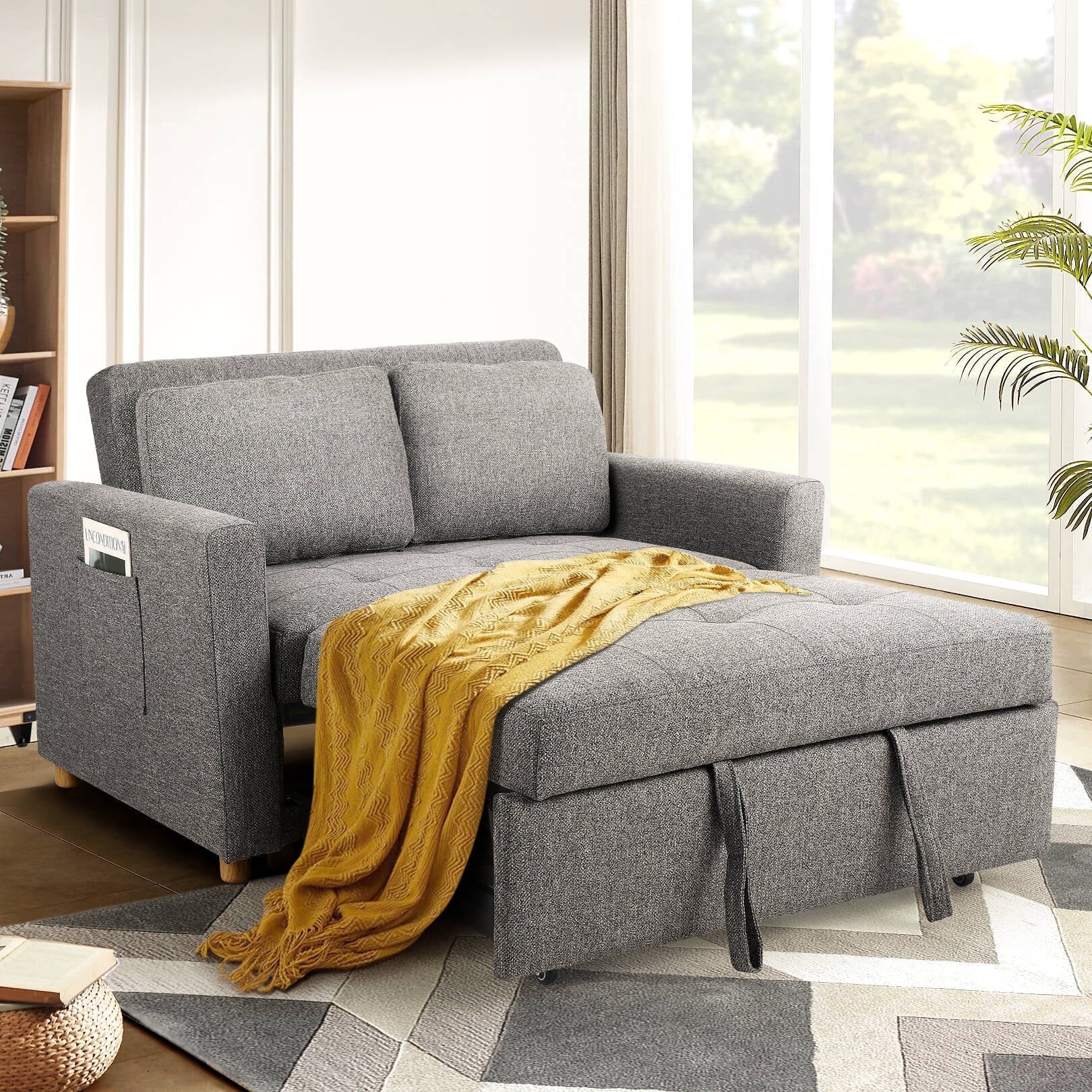 SEJOV 2 Seater Pull Out Sofa, Convertible Sleeper with Adjustable ...