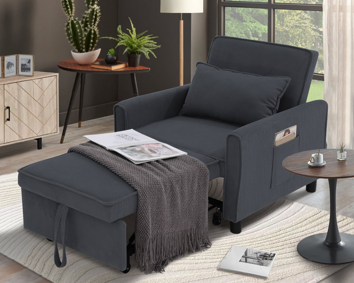 SEJOV Sleeper Chair, 4-in-1 Convertible Sofa Bed Modern Pull Out Sofa ...