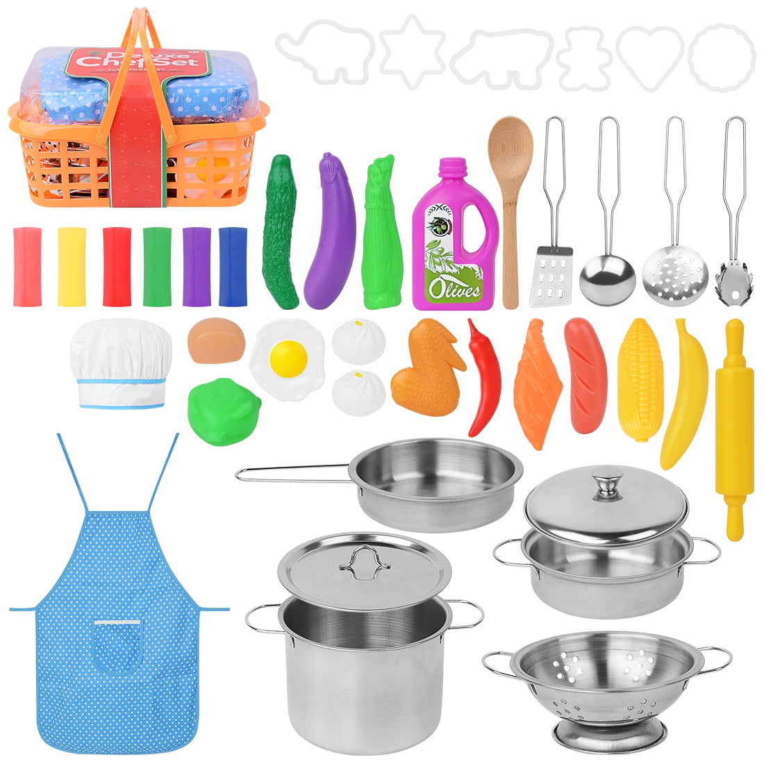 SEKKVY Kids Kitchen Pretend Play Toys, Kitchen Set with Stainless Steel ...