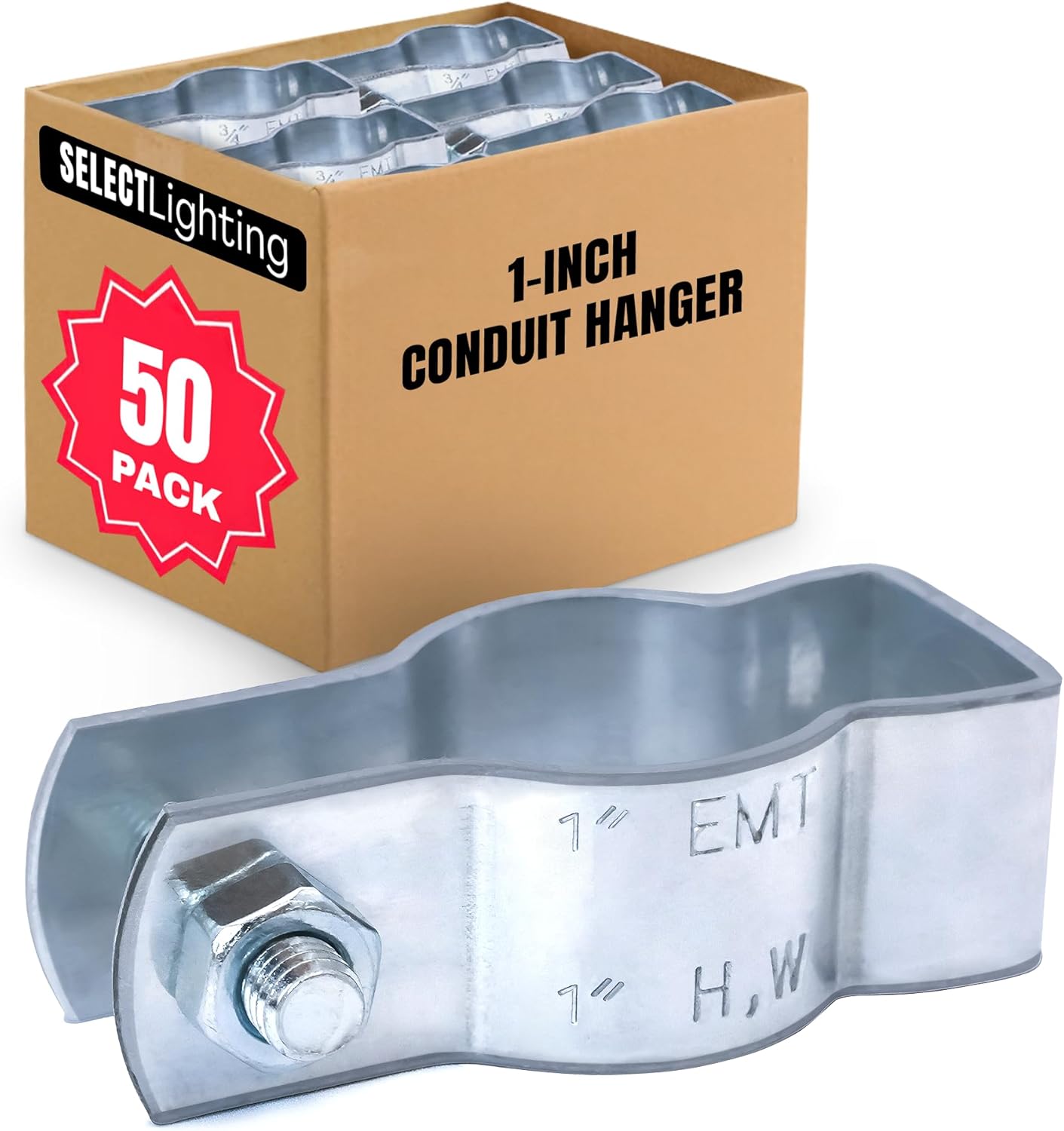 SELECT 50 Pack Lighting Conduit Hanger, 1 Inch Electrical Conduit Clamp ...