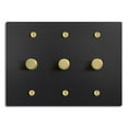SELECT Black Brass Dimmer Light Switch, 1 Way Rotary Dimmer, 3 Gang ...