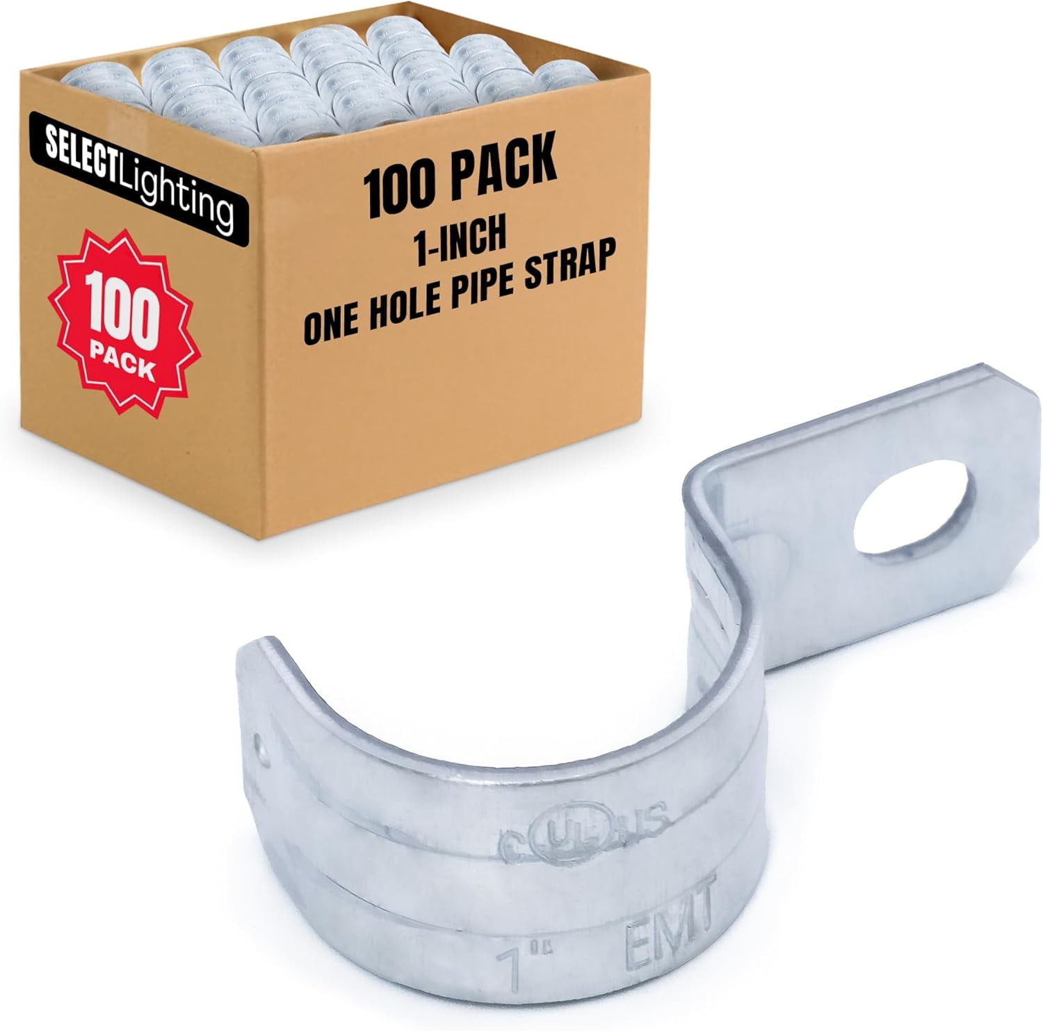 SELECT Lighting 1 Hole 1 Inch Rigid Pipe Straps for EMT, Heavy-Duty ...