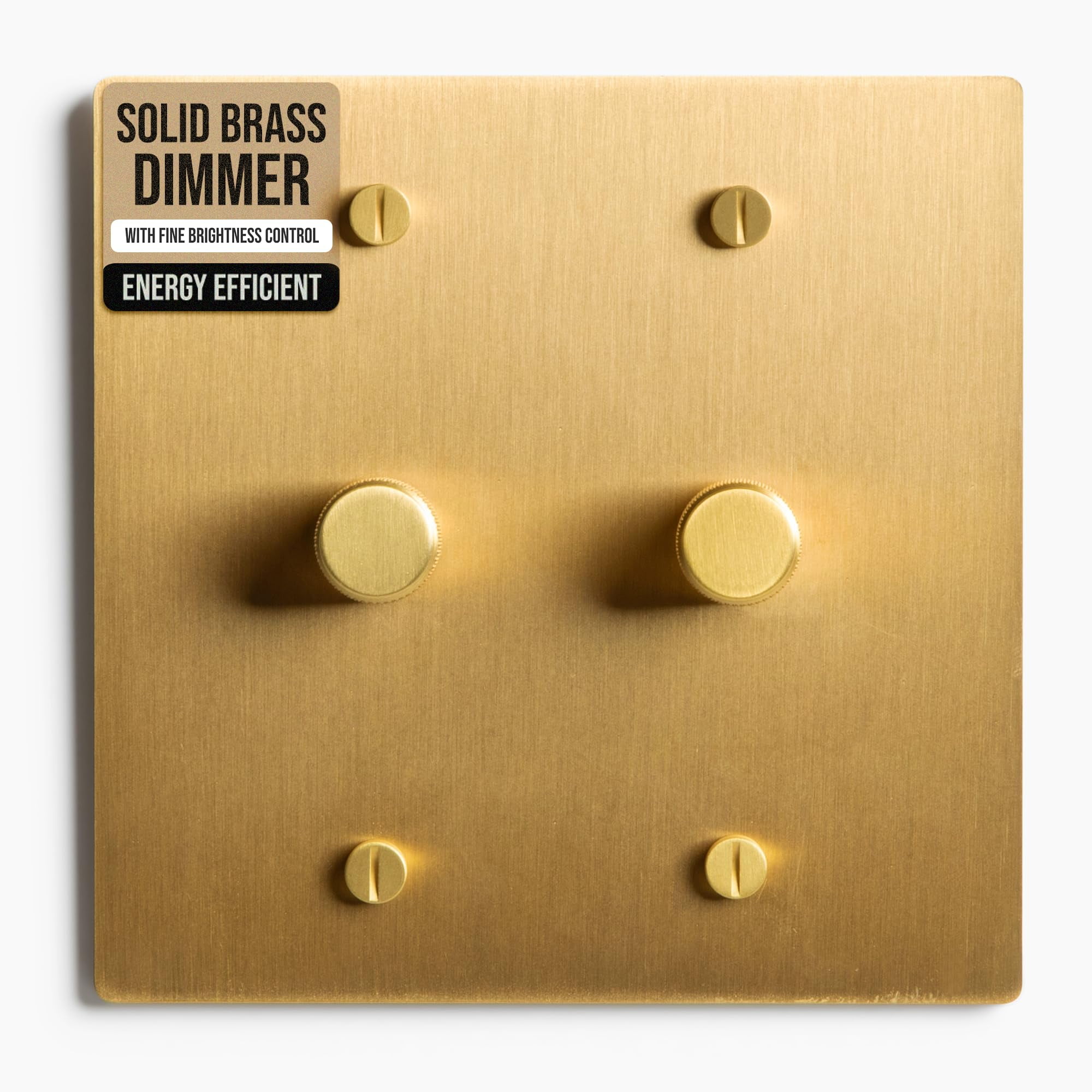 SELECT Lighting 2-Gang Satin Solid Brass Rotary Dimmer Switch, 15A 120V ...