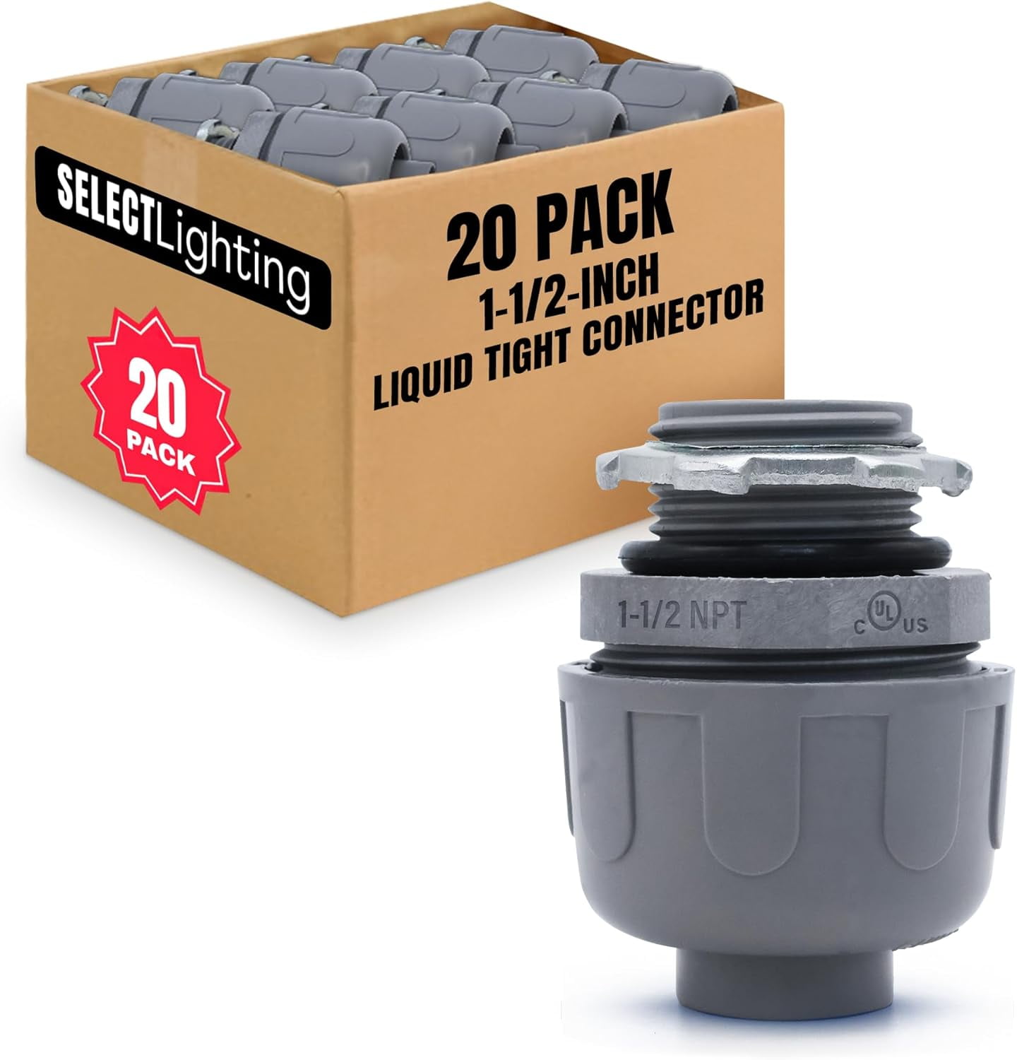 SELECT Lighting PVC Liquid Tight Connector, 1-1/2ìStraight Flexible ...