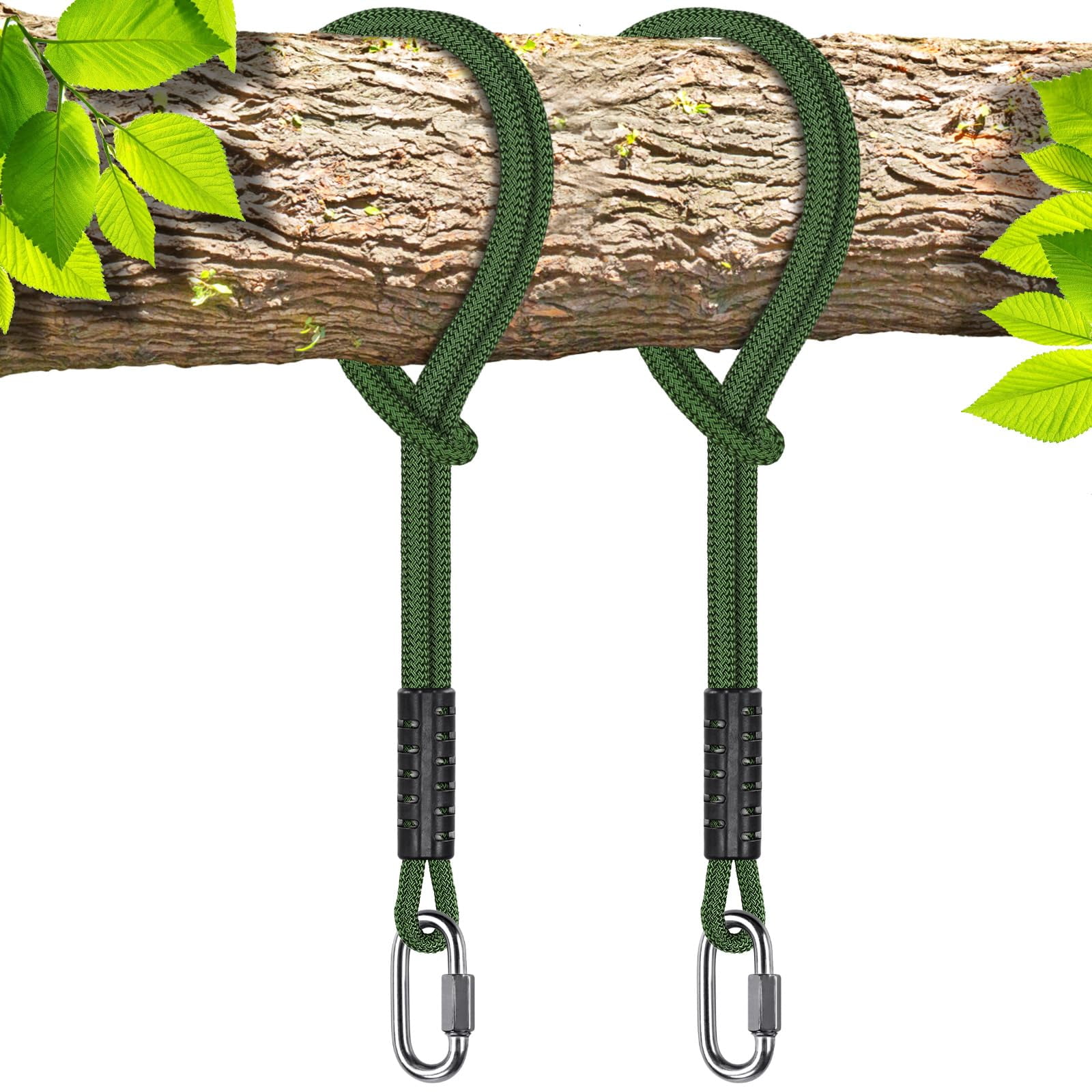 SELEWARE 15ft Tree Swing Rope Hammock Straps Hanging Kit - Fast & Easy ...