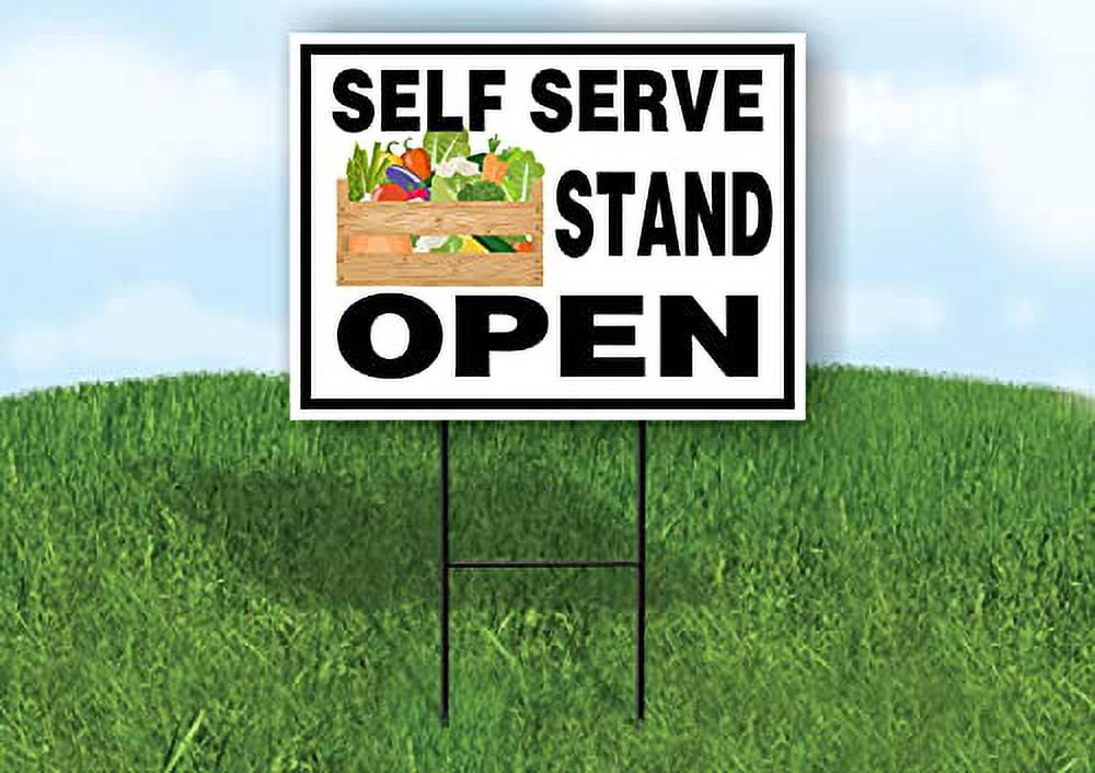 SELF SERVE STAND OPEN VEGETABLES - Double Sided Yard Sign ROAD SIGN ...