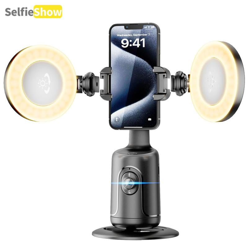 SELFIESHOW Desktop Selfie Stick, USB Rechargeable 360° Intelligent Facial Recognition Tracking ...