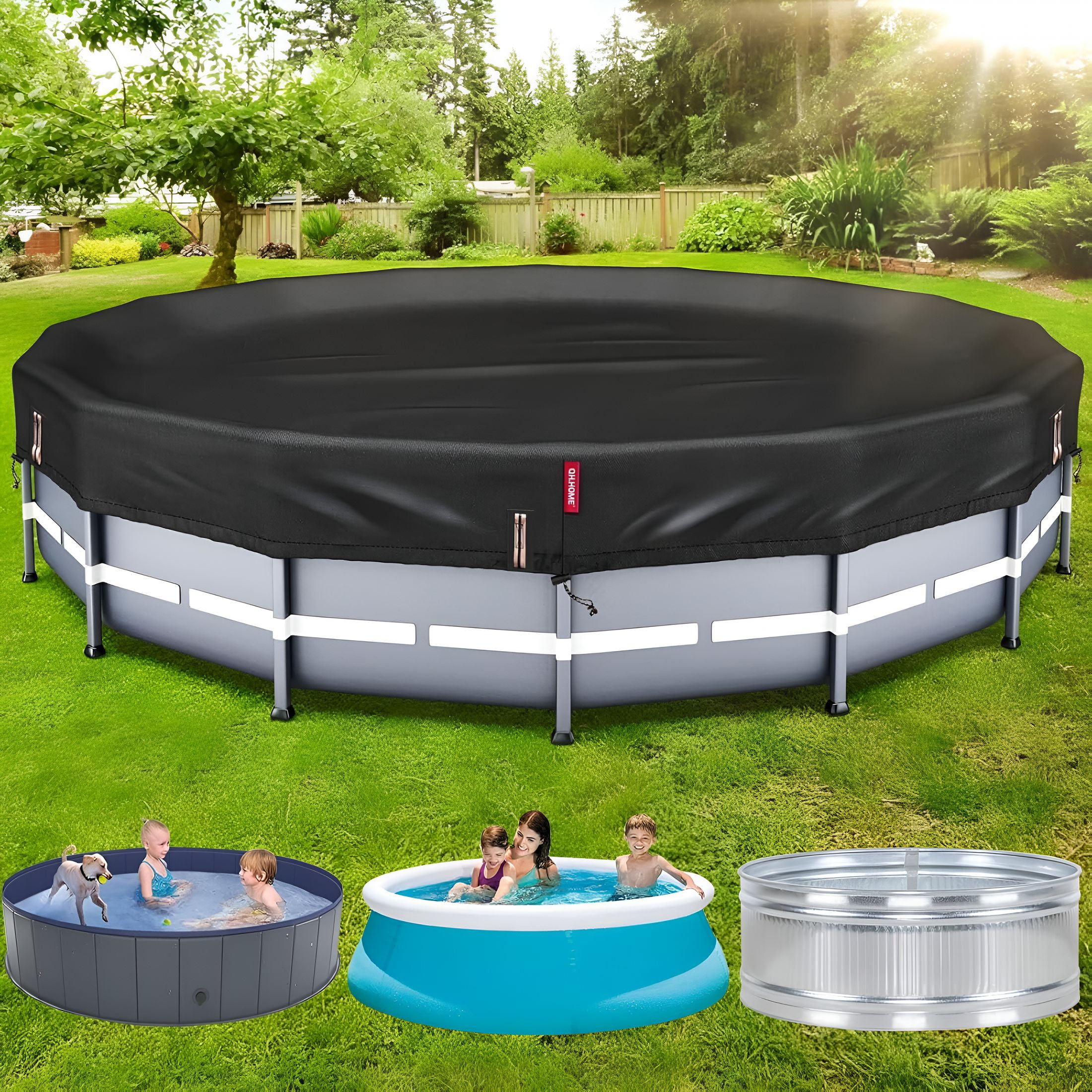 SELIVO 18 Ft Round Pool Cover with Fast Tightening Patented Ratchet ...
