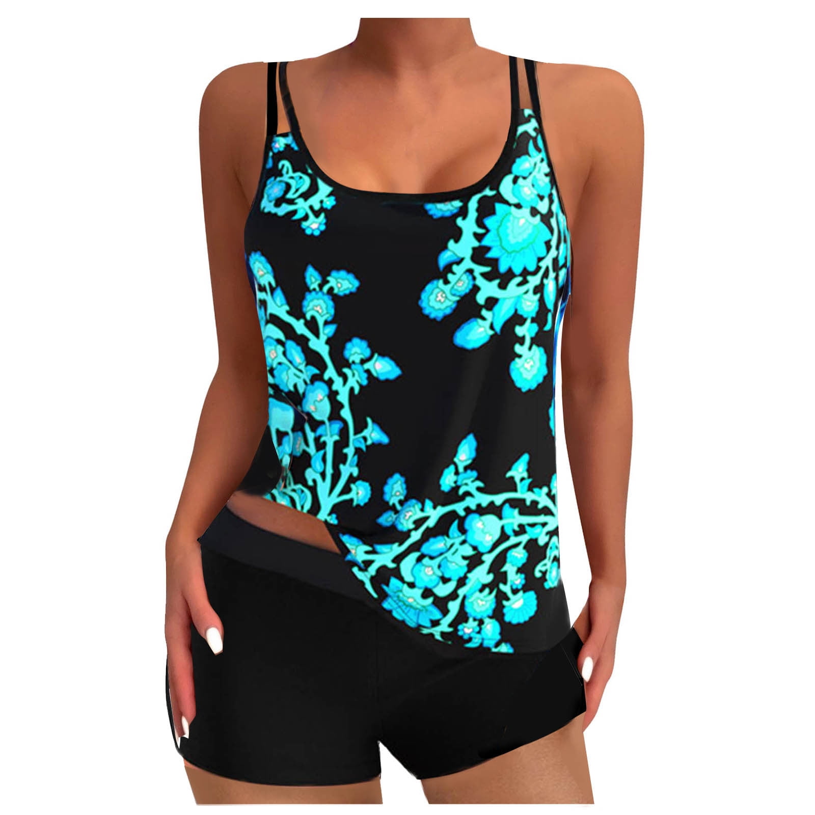 SELONE 2 Piece Tankini with Shorts Plus Size Summer Swimsuits Tankini ...