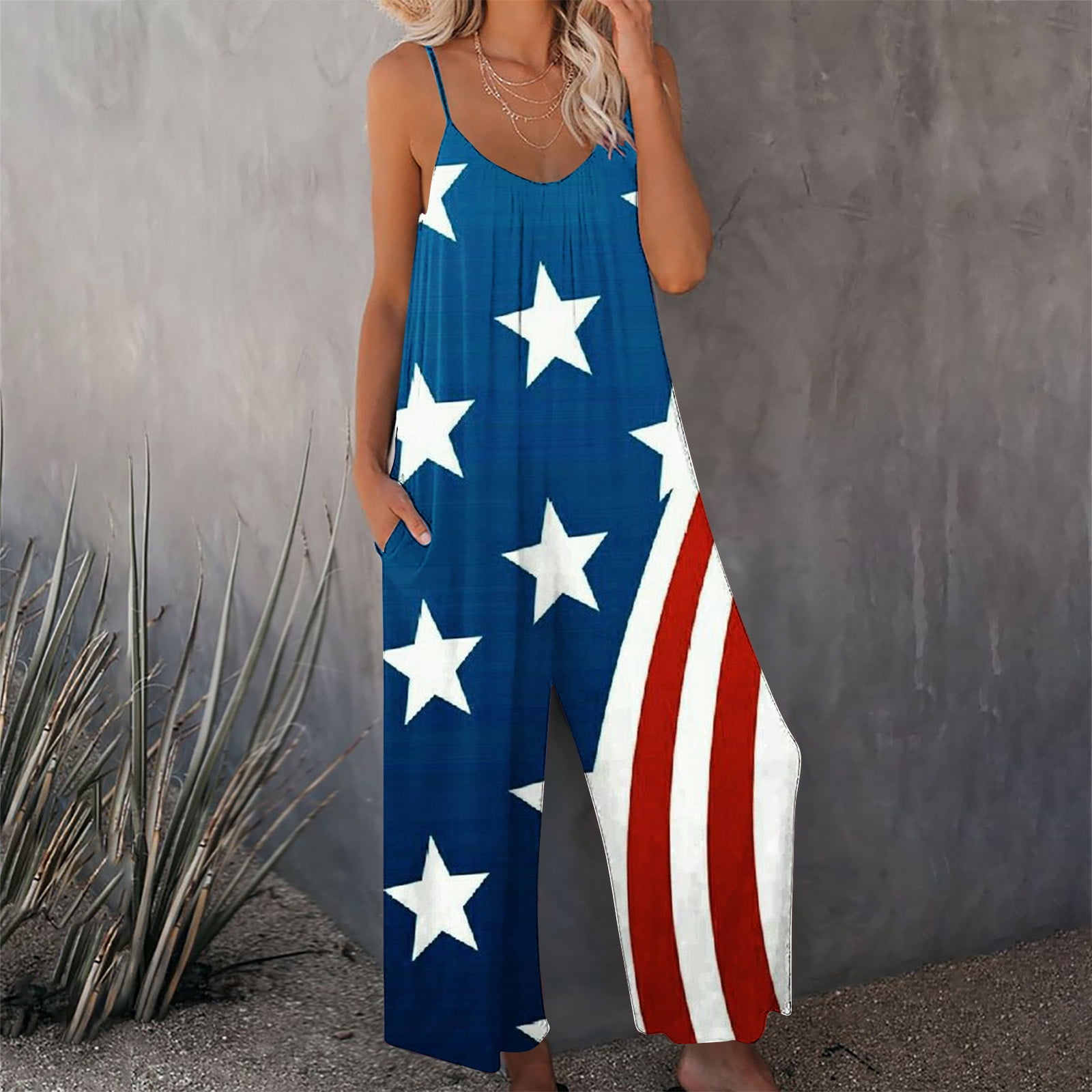 SELONE American Flag Summer Rompers for Women Star Striped Fashion ...