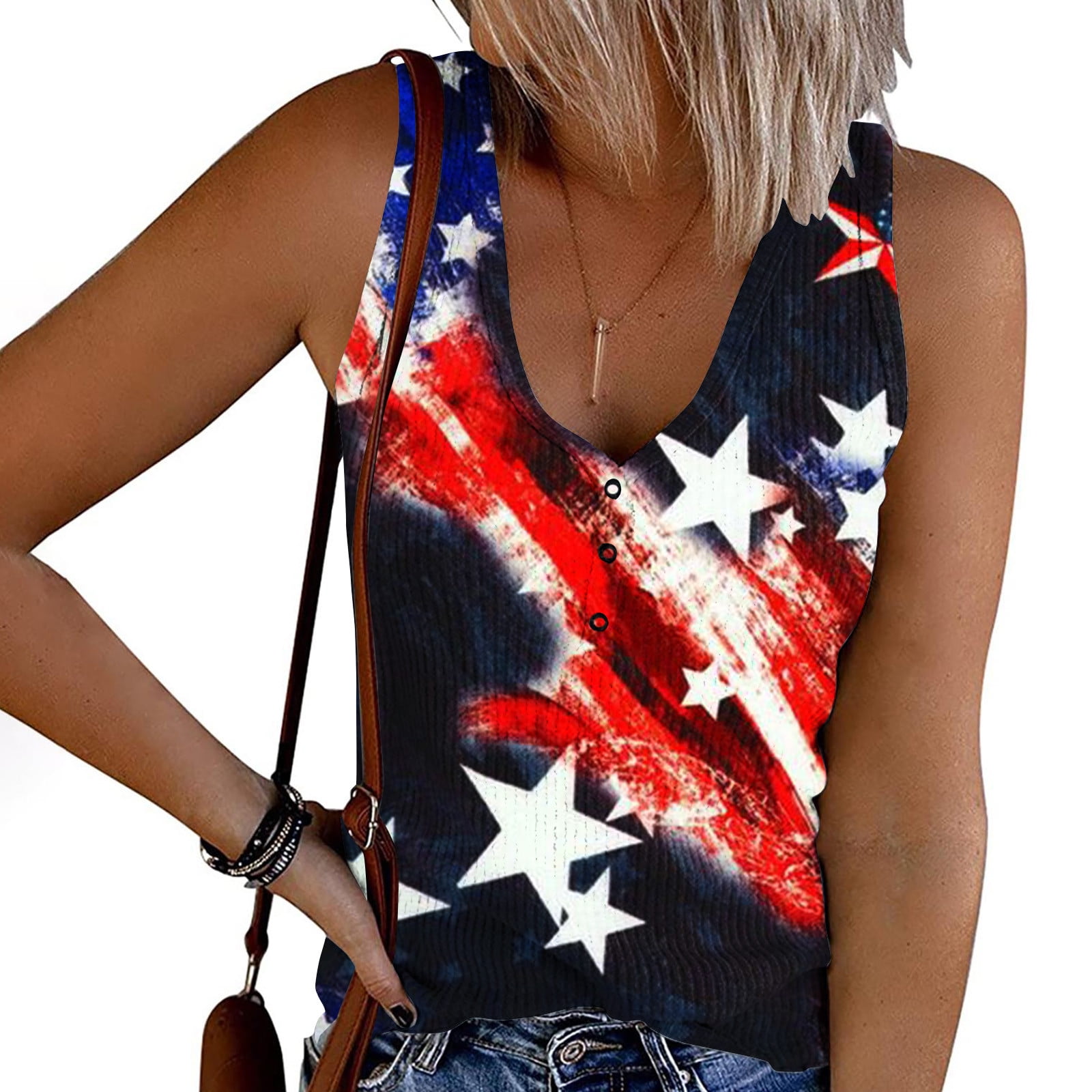 SELONE American Flag Tank Tops for Women Star Striped Fashion Holiday ...