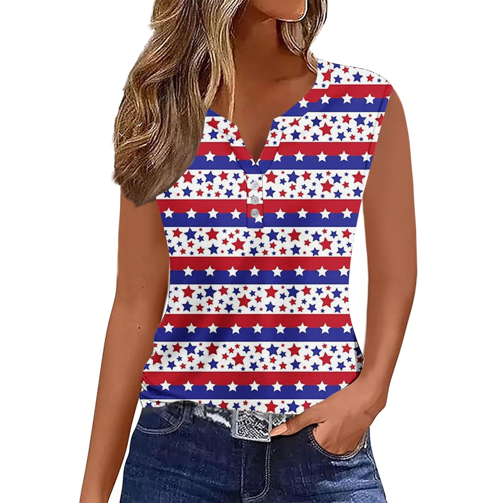 SELONE American Themed Tank Tops for Women Star Striped Fashion Holiday ...