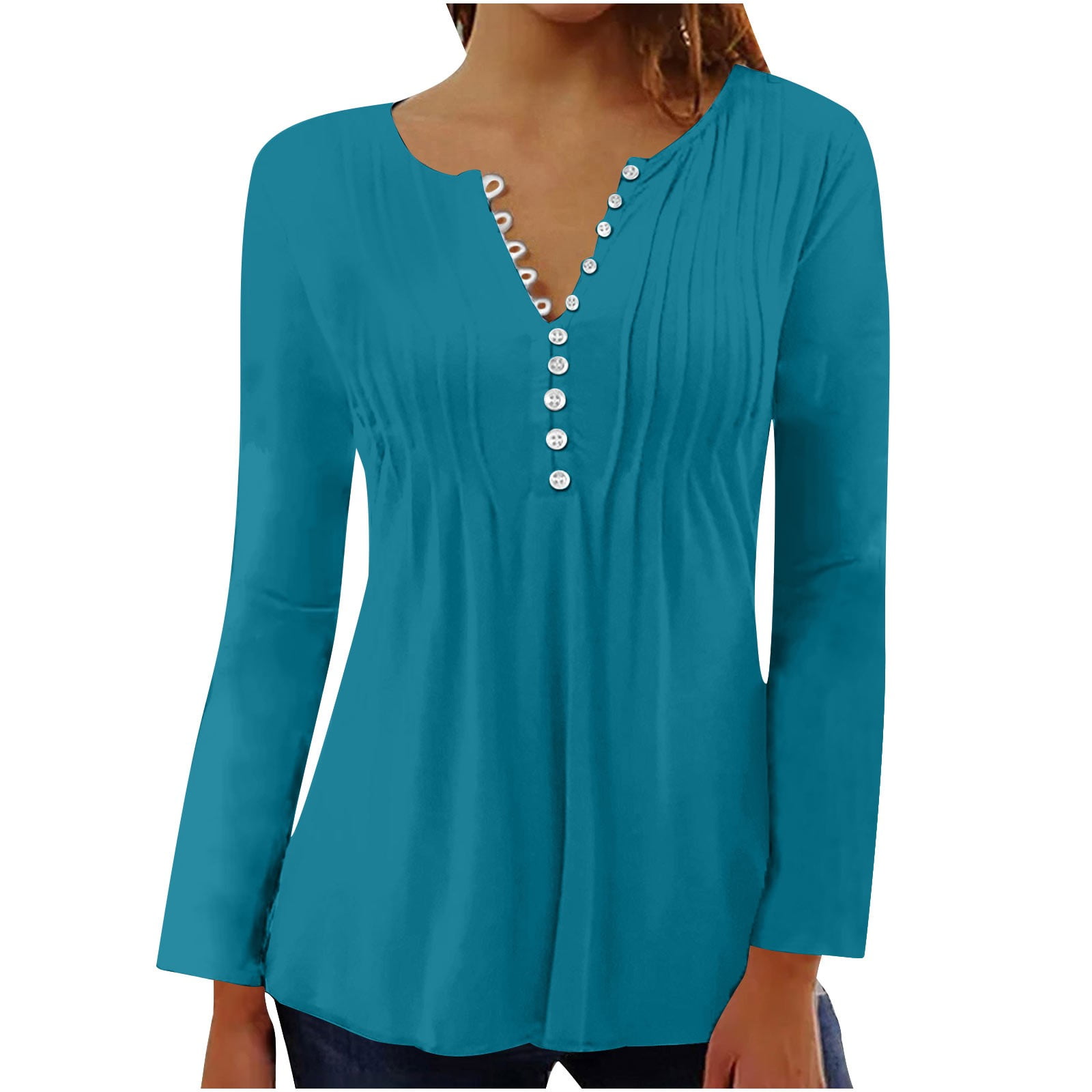 SELONE Blouses for Women Business Casual Long Sleeve Notch Neck Tops ...