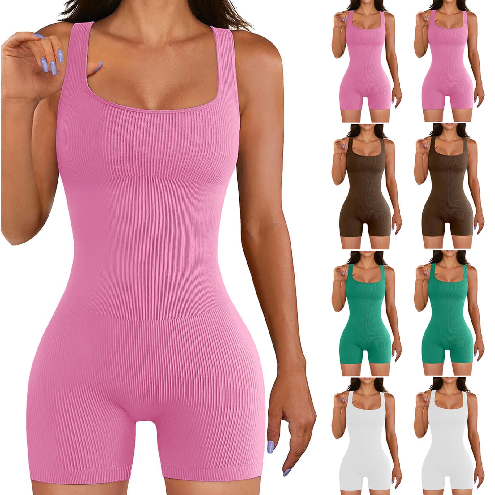 SELONE Full Body Shapewear Bodysuit Romper for Women Ribbed Jumpsuit ...