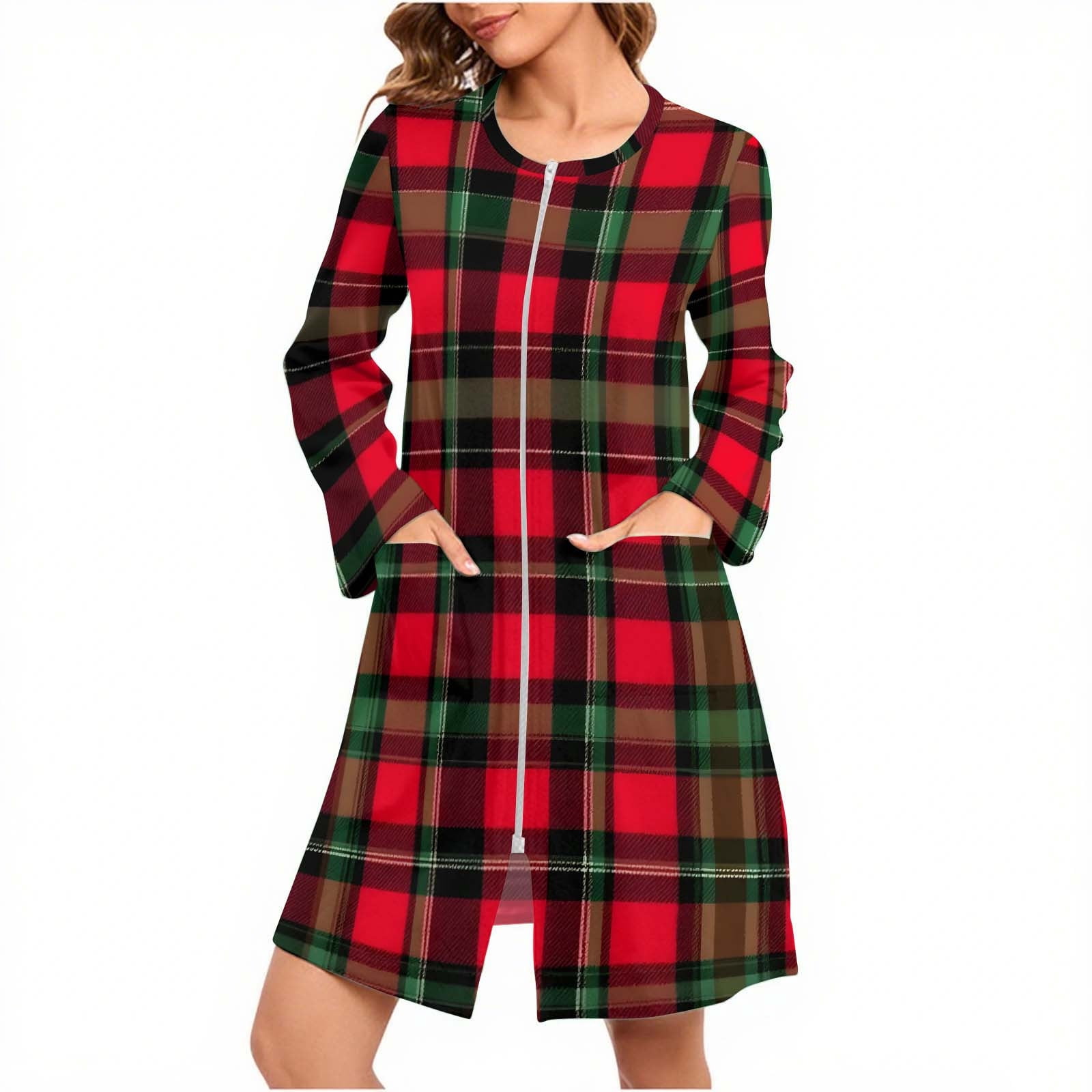 Lorytime Christmas Nightgowns for Women Plus Size Plaid Bathrobes ...
