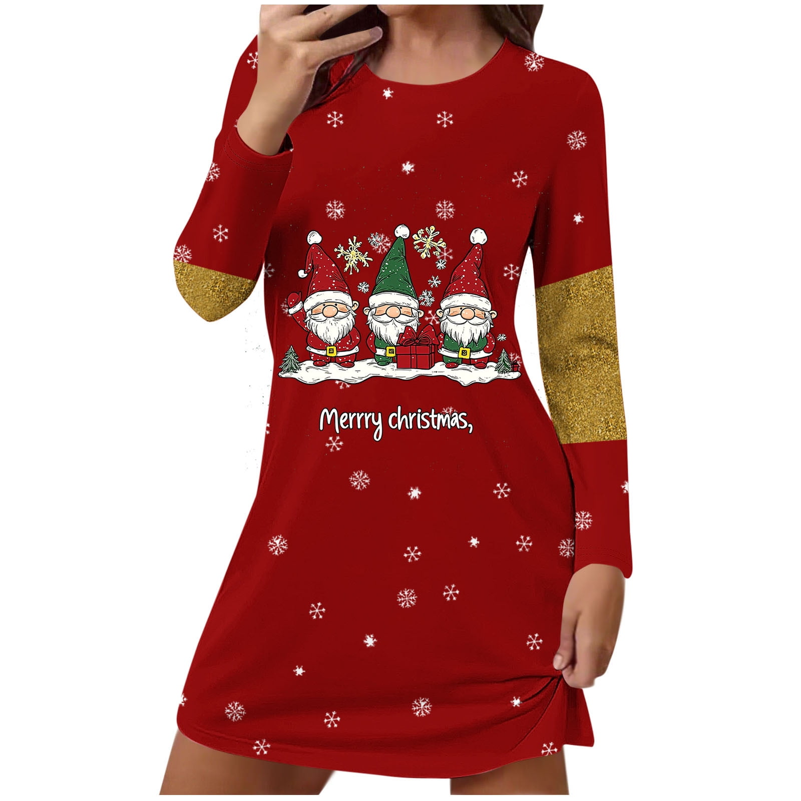 Lorytime Christmas Nightgowns for Women Santa Claus Bathrobes Crewneck ...