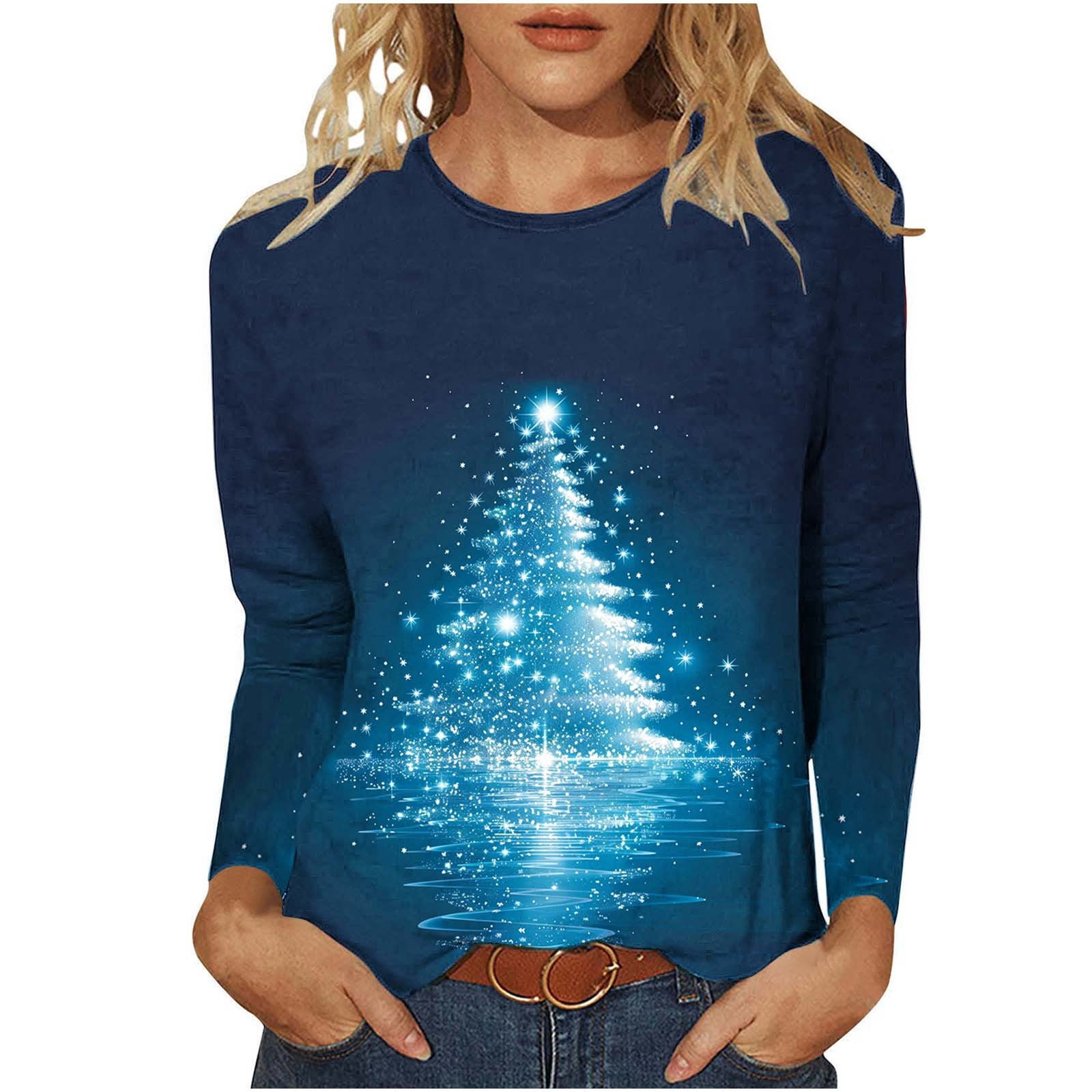 SELONE Christmas Shirts for Women Holiday Long Sleeve Xmas Pullover ...