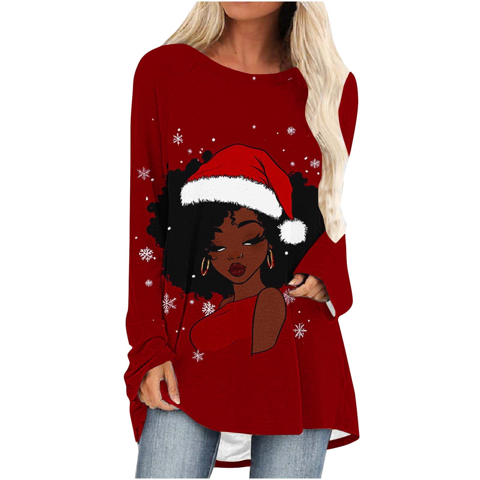 Selone Christmas Shirts For Women Holiday Time Long Sleeve Xmas