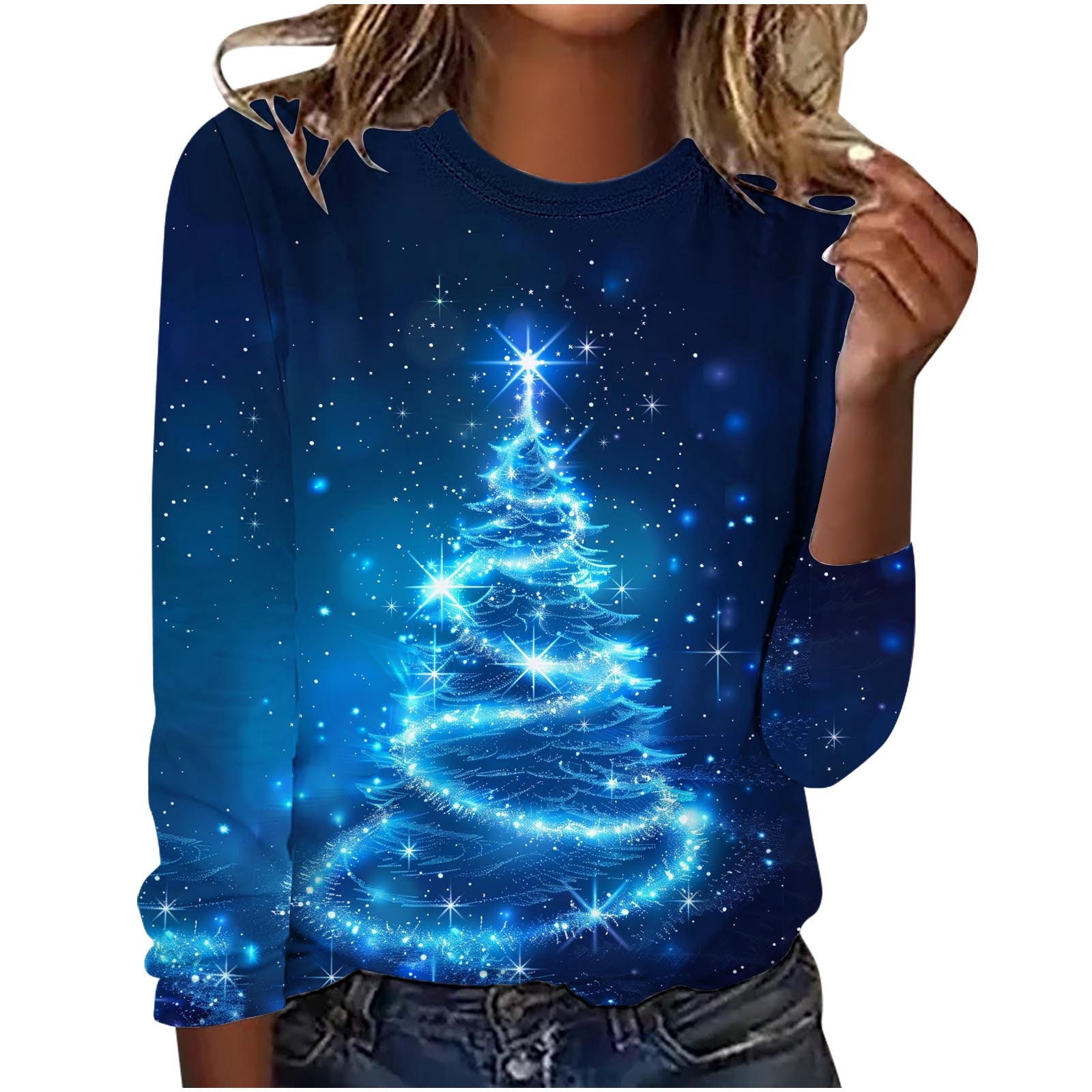 SELONE Christmas Tee Shirts Long Sleeve Printed Crewneck Pullover ...