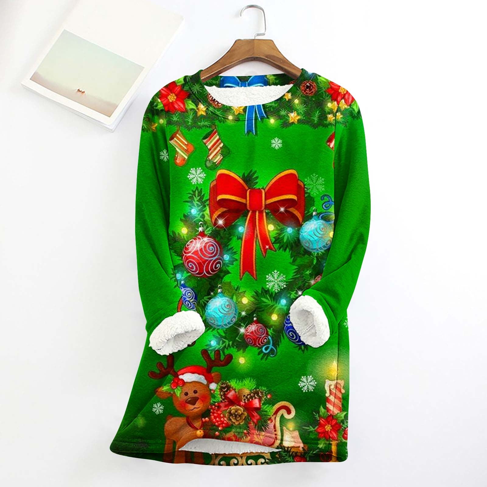 Selone Christmas Tops For Women Long Sleeve Plus Size Xmas Pullover Tops Fleece Tunic Christmas