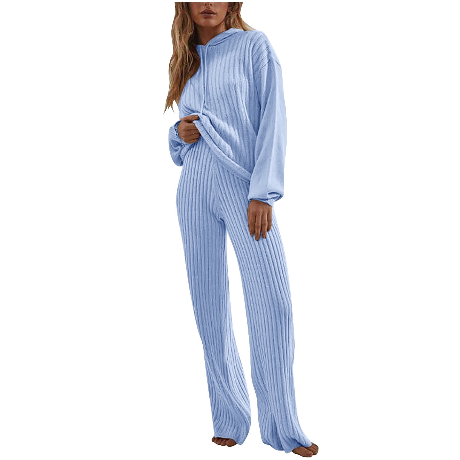 SELONE Comfy Lounge Sets For Women 2 Piece Long Sleeve Pullover Hooded ...