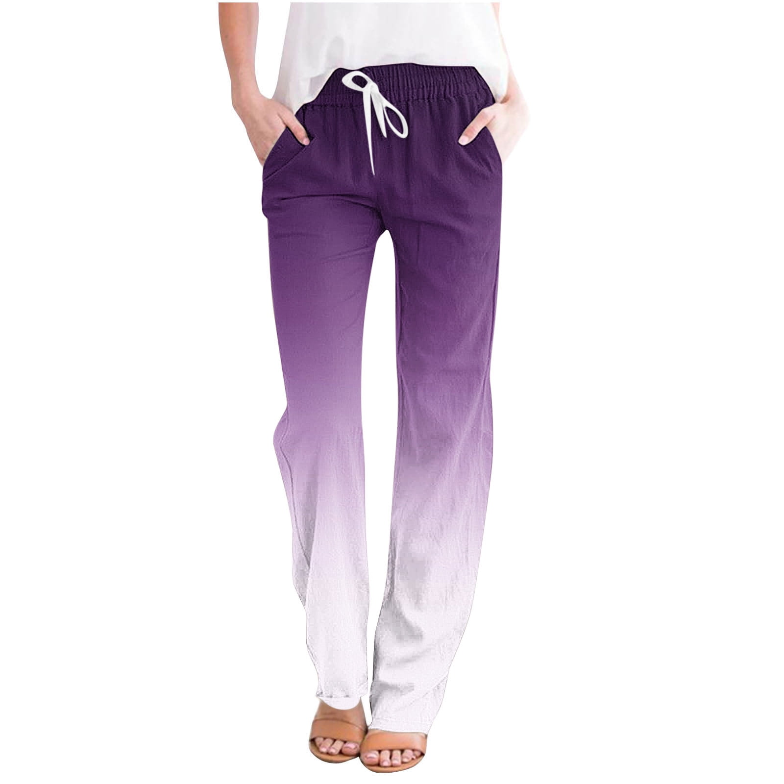 SELONE Comfy Pants Women Plus Size Mid Rise with Pockets Polyester ...