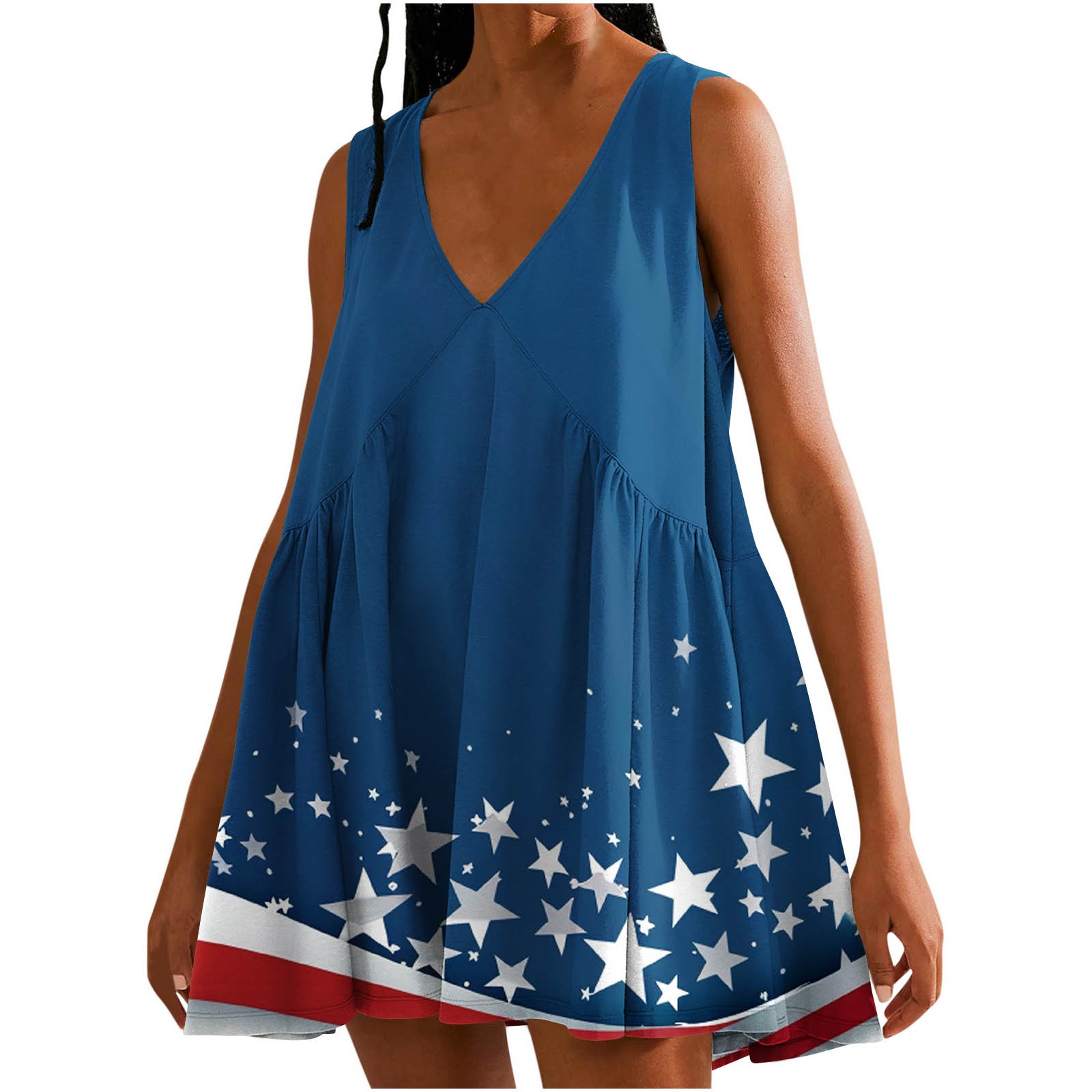 SELONE Cute Summer Dresses Patriotic Sleeveless V Neck Mini American ...