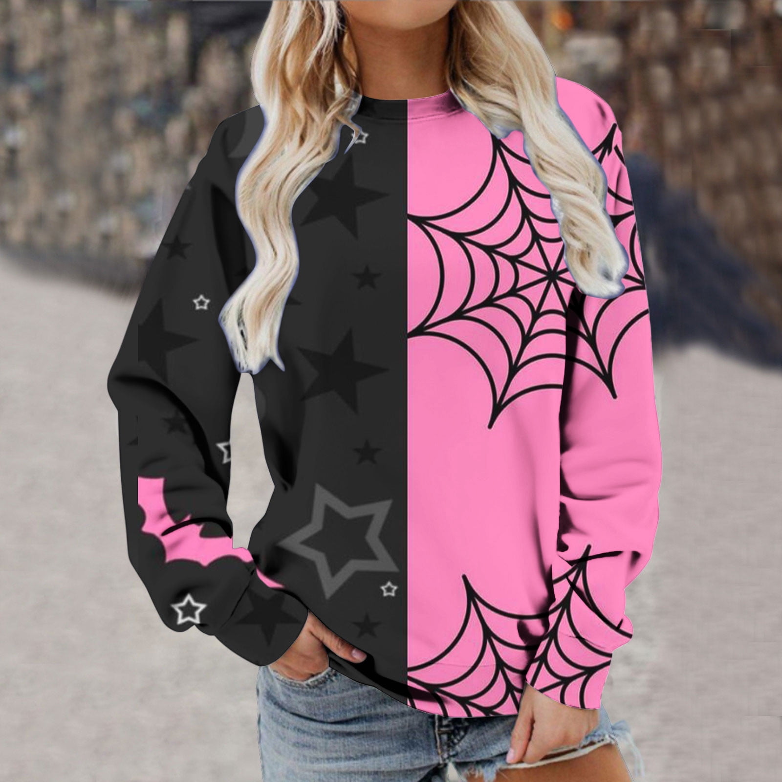 SELONE Halloween Womens T Shirts Graphic Fall Long Sleeve Tops Crew ...