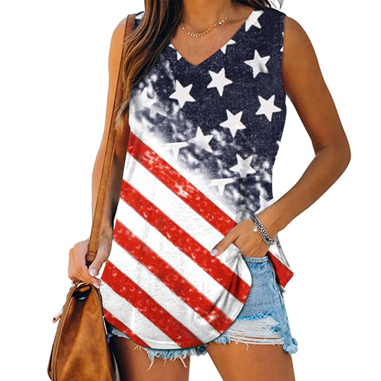 SELONE Independence Day Tank Tops Red White Blue Clothing Oversize ...
