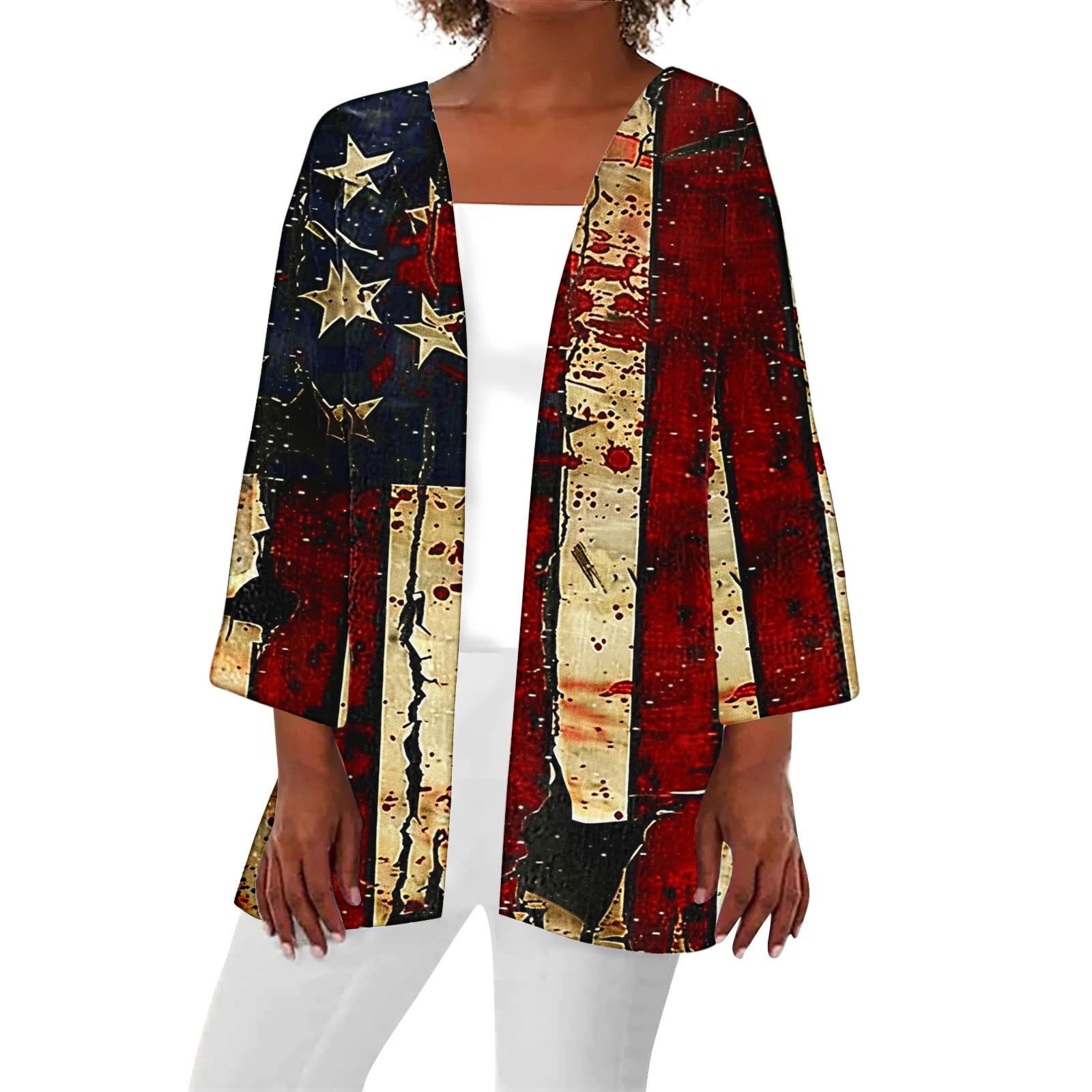 SELONE Lightweight Cardigans for Women Fourth of July 3/4 Sleeve ...
