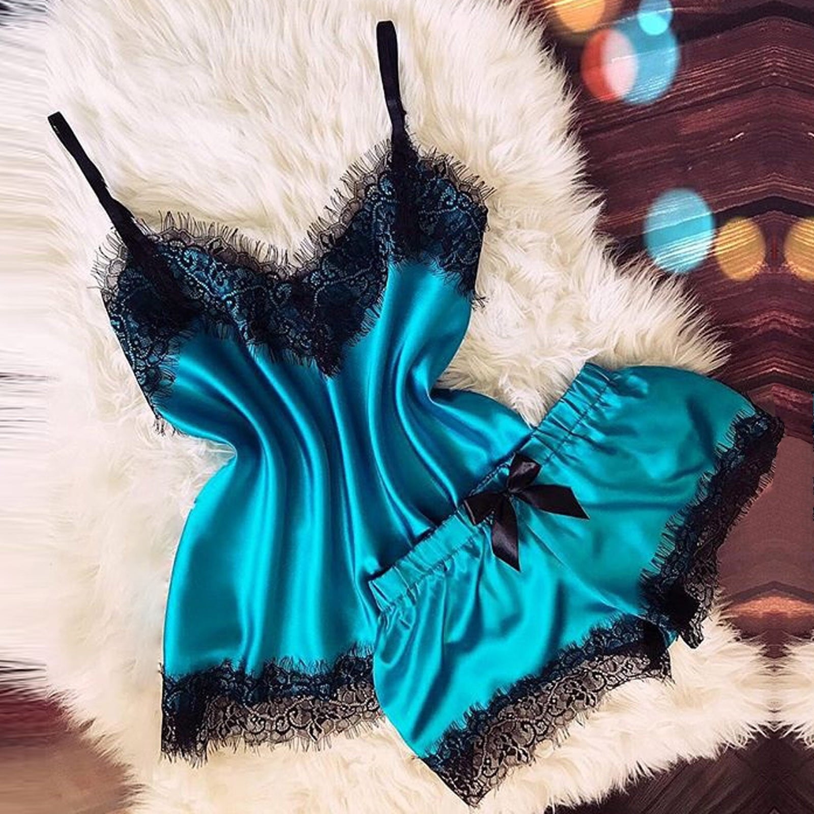 SELONE Lingerie Pajamas for Women Bow with Shorts Sleeveless Cami V ...