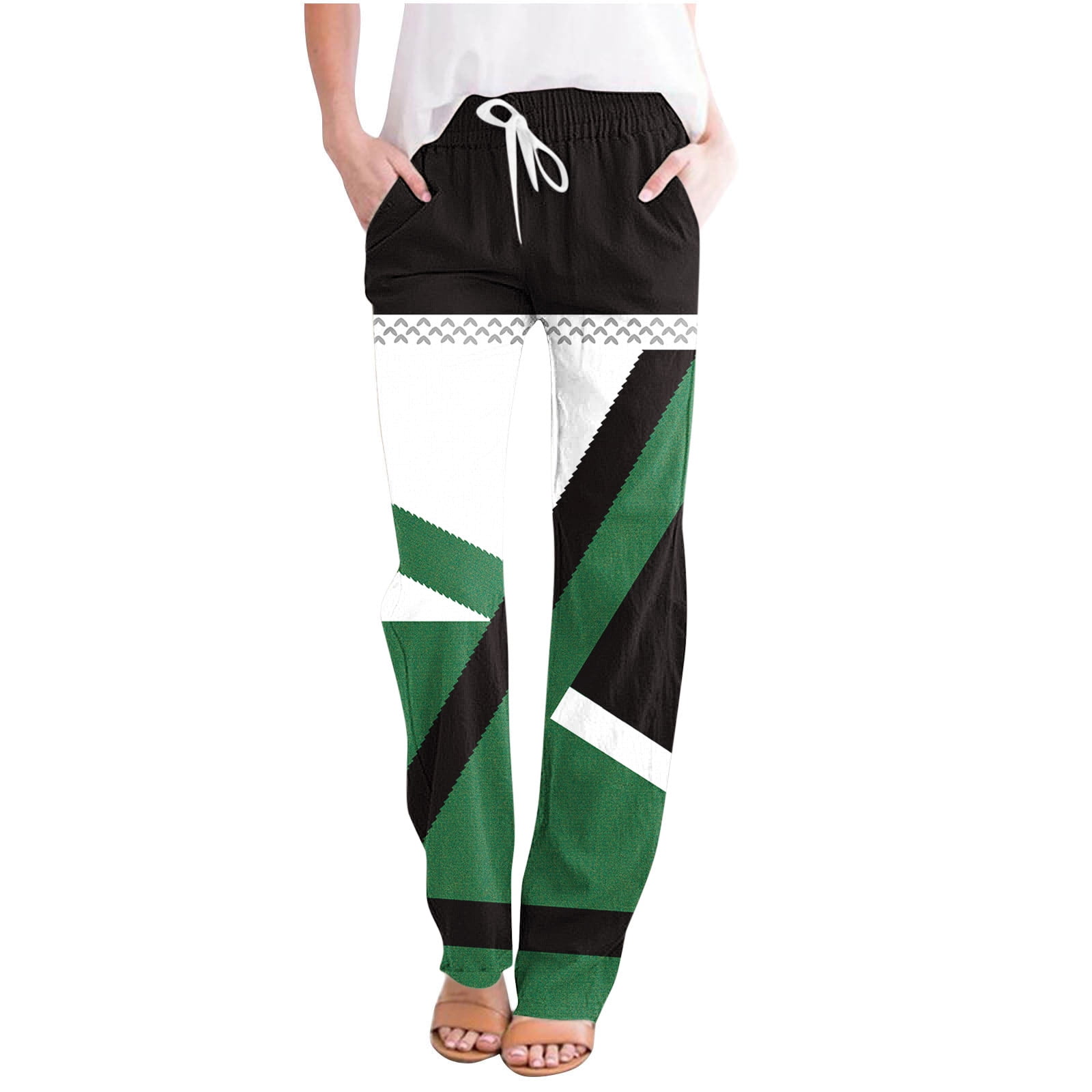 SELONE Loose Pants for Women Plus Size Mid Rise with Pockets Polyester ...