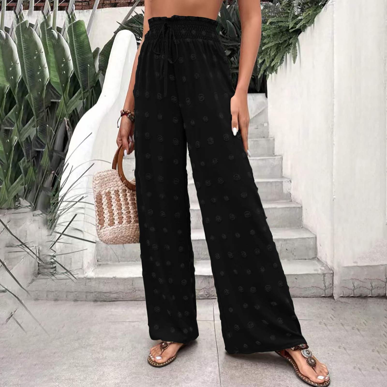 SELONE Lounge Pants Womens Wide Leg High Waist Polyester Lounge ...