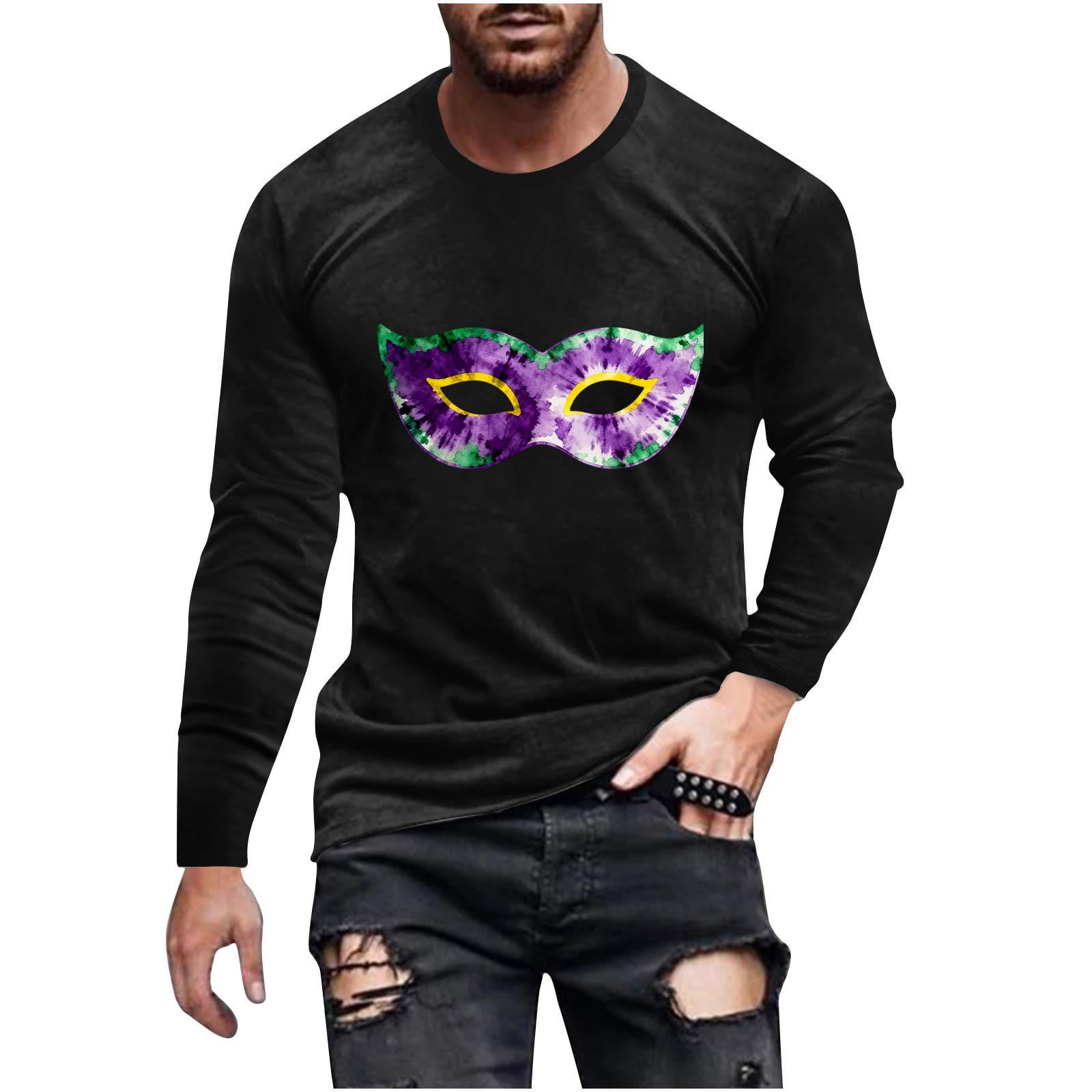 SELONE Men Purple Mardi Gras Short Sleeve Musk Tuesday Tee Pullover ...
