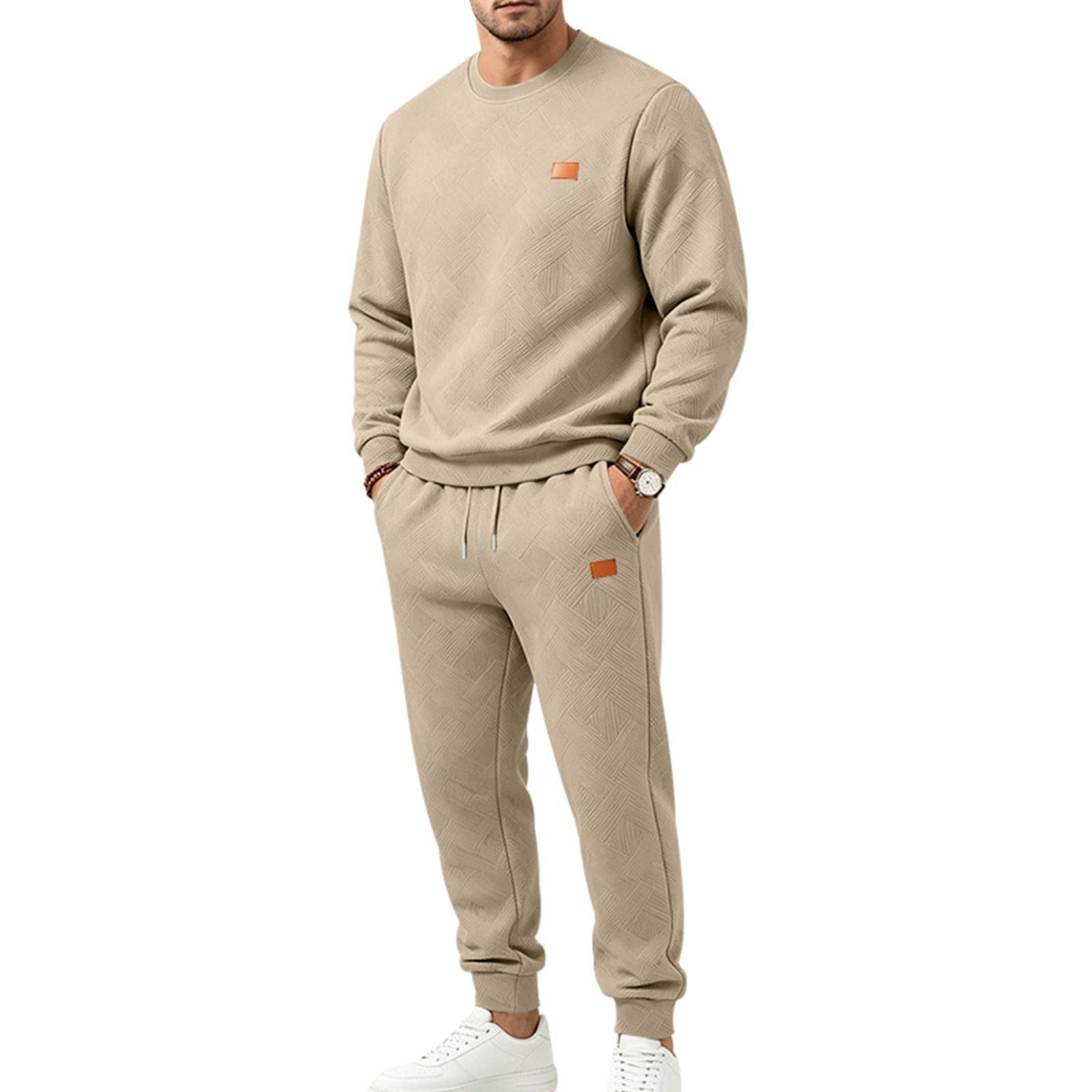 SELONE Mens Fall Outfits Crew Neck Long Sleeve Shirts Comfy Jacquard ...