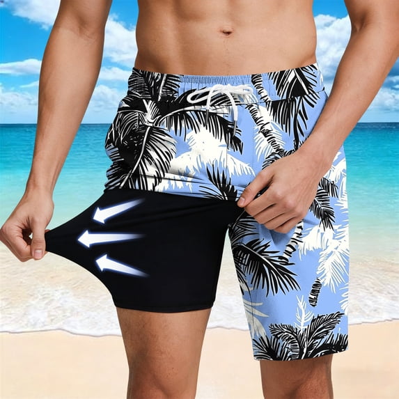 SELONE Mens Swim Trunks Compression Liner Beach Shorts Hawaiian Surf ...