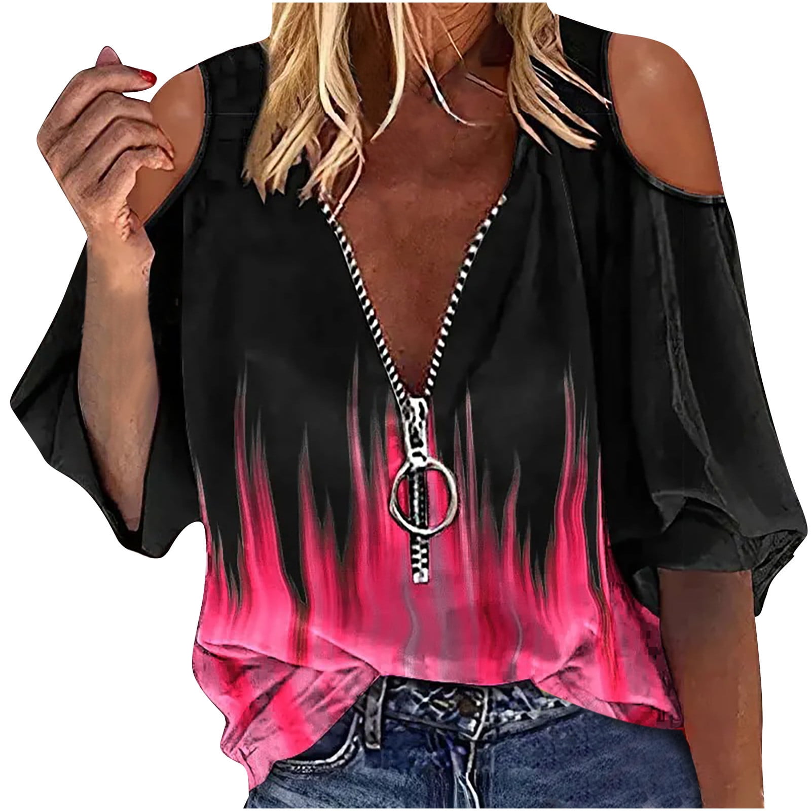 SELONE Off the Shoulder Tops for Women Blouses and Tops Dressy Graphic ...