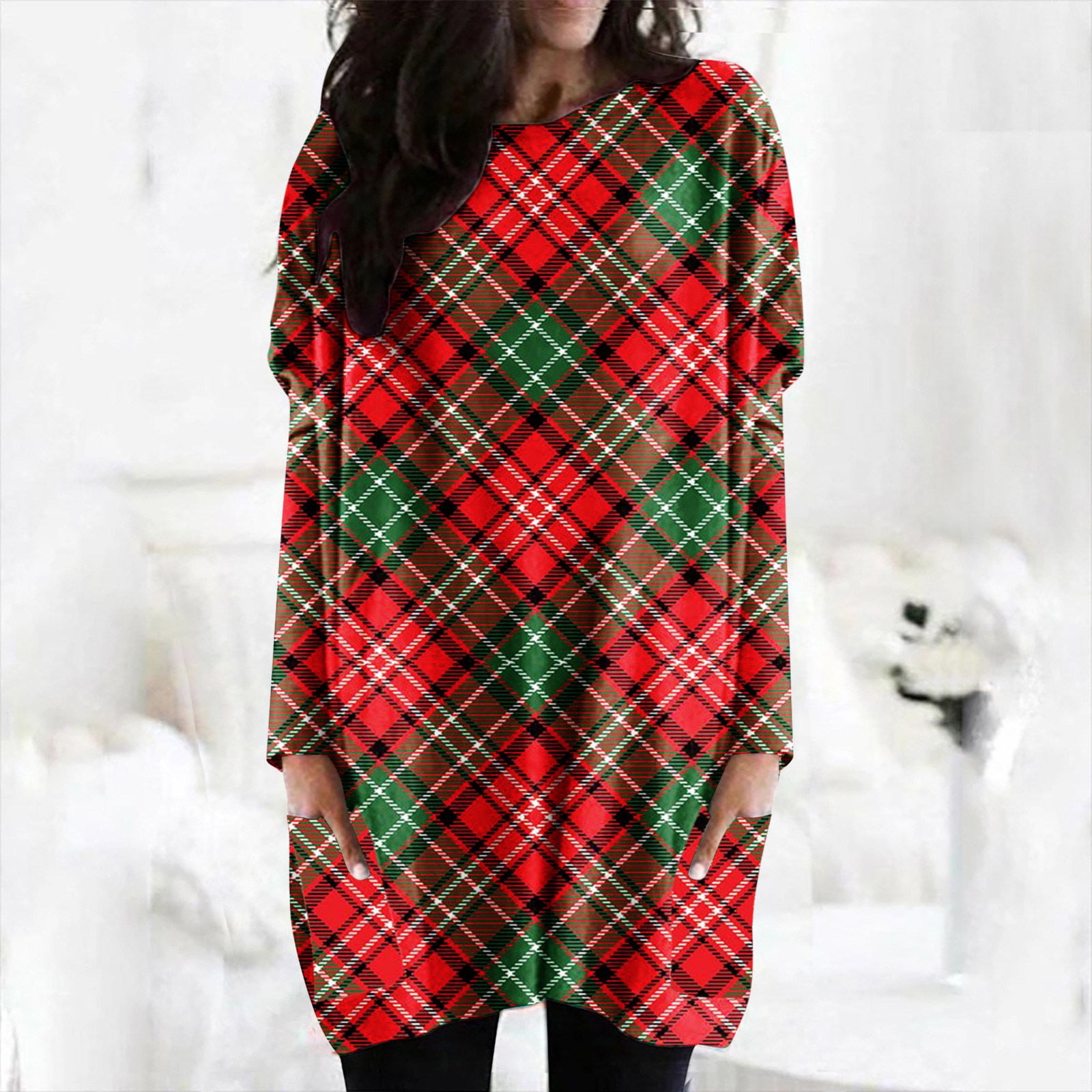 SELONE Oversized Christmas Sweatshirt Dress for Women Long Sleeve Tunic Dress Crew Neck Going ...