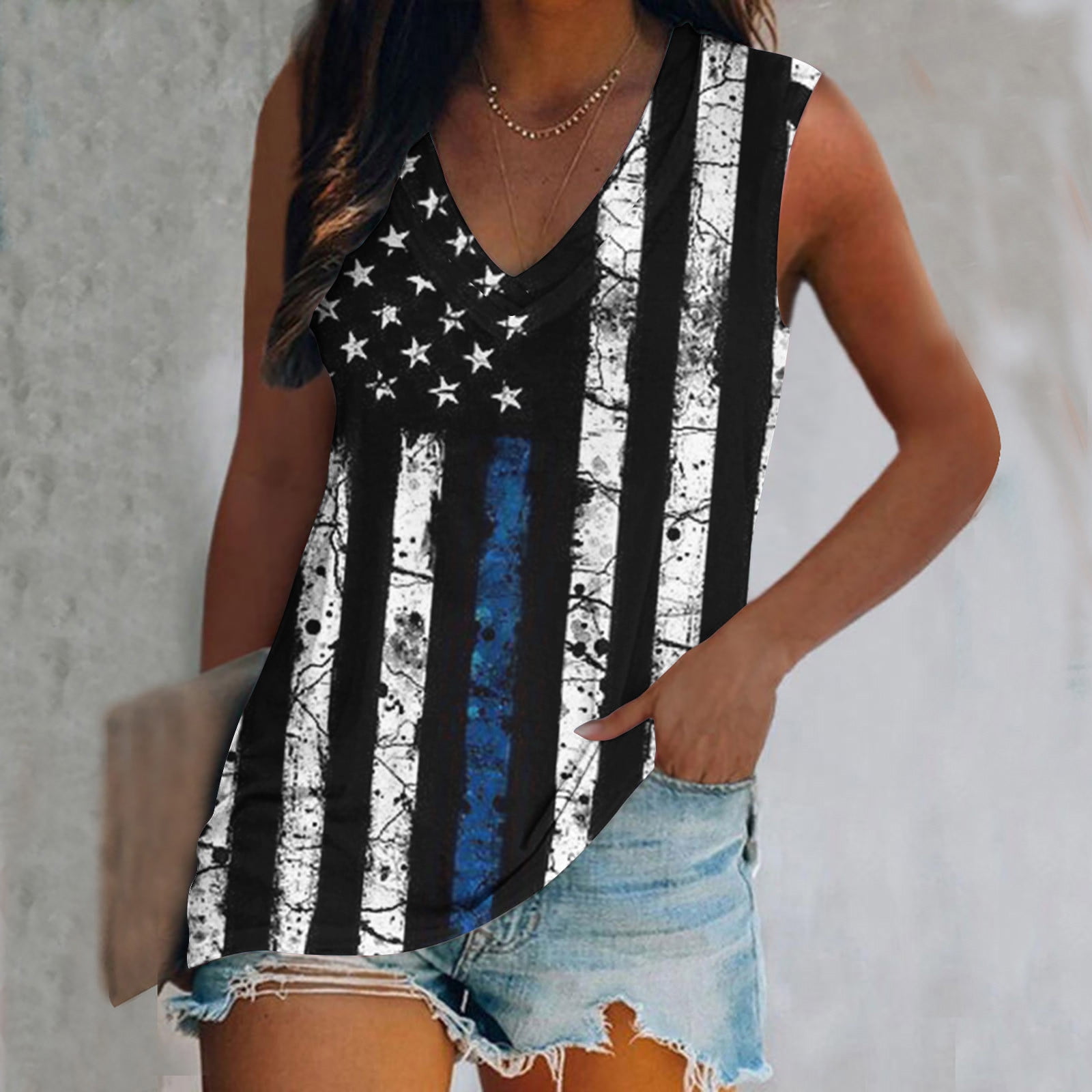 SELONE Patriotic Outfits Tank Tops for Women Star Striped Fashion ...