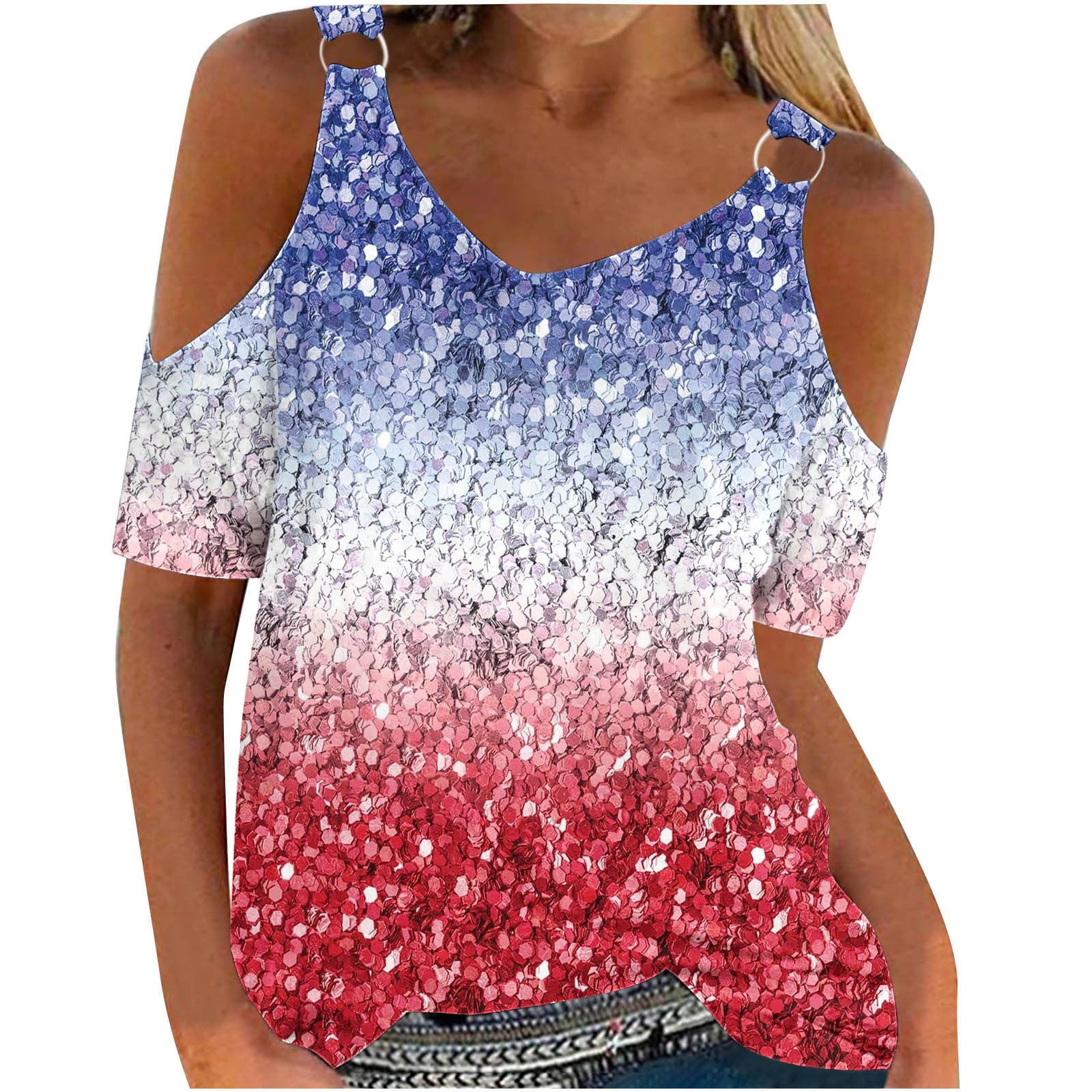 SELONE Patriotic Shirts for Women Independence Day Womens Tops Cold ...