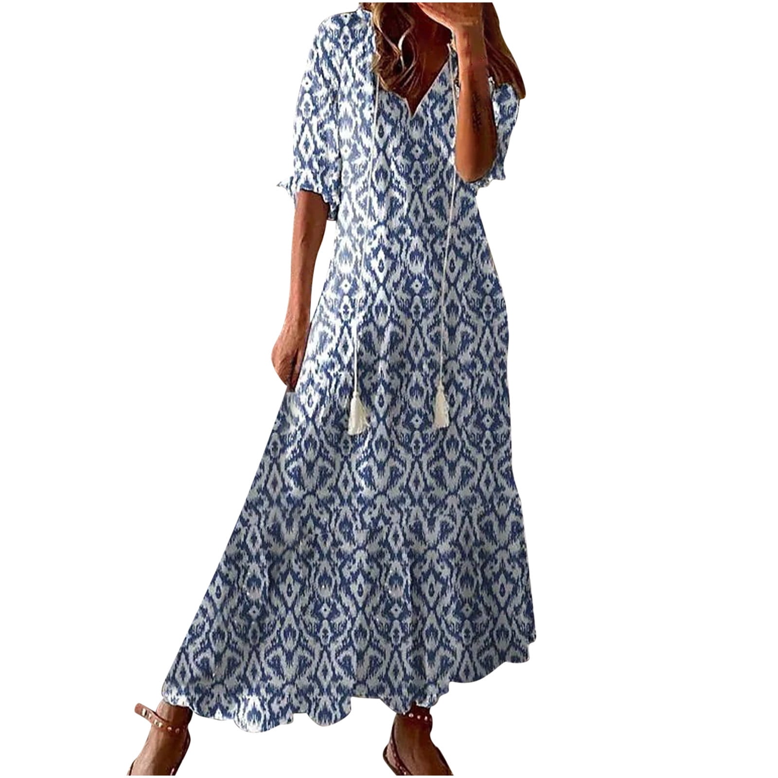 SELONE Plus Size Dress for Women Maxi Dress for Women Graphic Casual 3/ ...