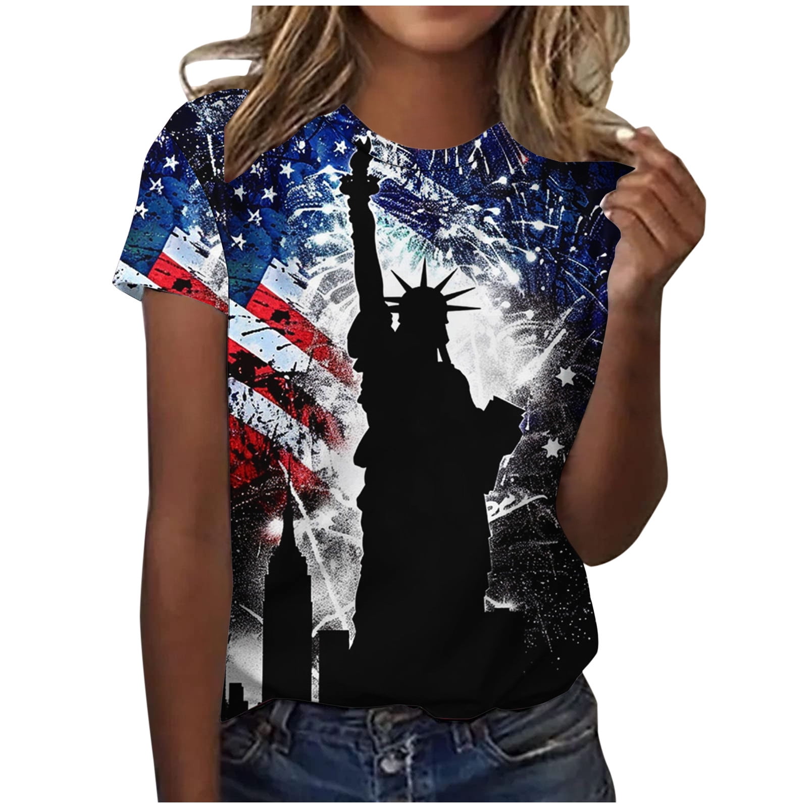 SELONE Plus Size Patriotic Clothing Independence Day Womens Tops Dressy ...