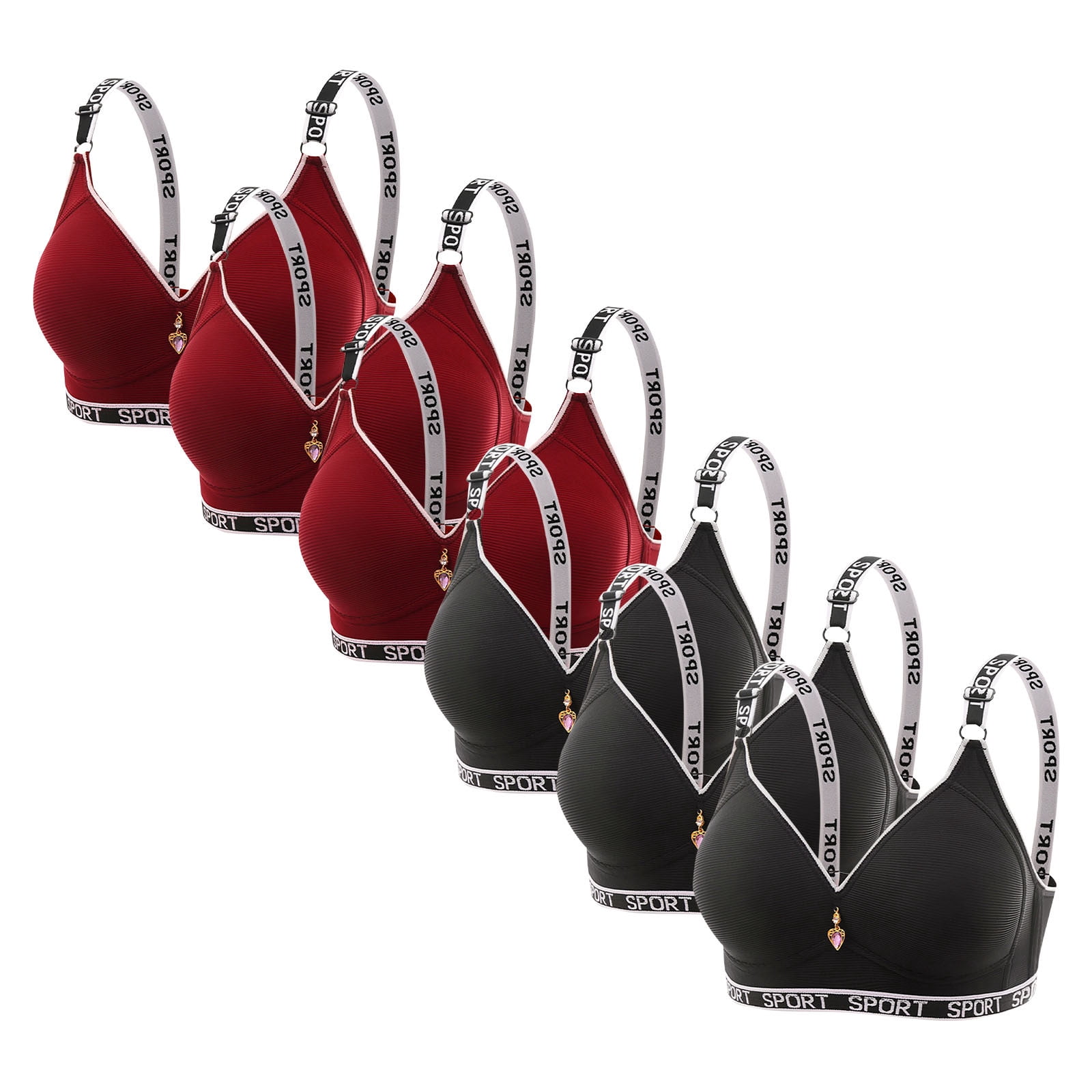 SELONE Sports Bras for Women 6 Pack Wireless Push Up Lightly T Shirt ...