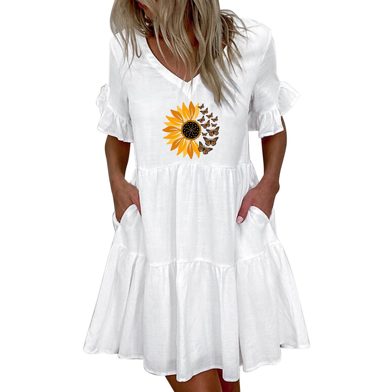 SELONE Sun Dresses Women Summer Casual Summer Dresses for Women Graphic ...