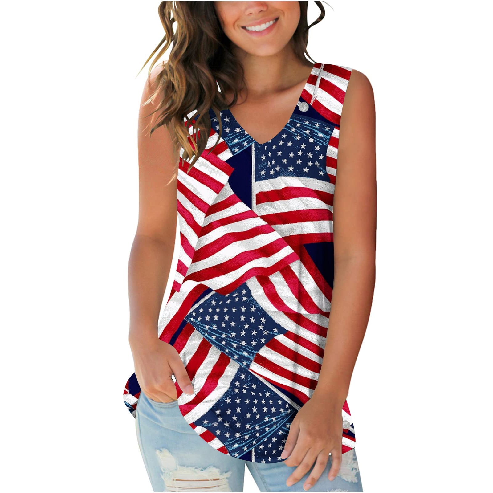 SELONE USA Themed Graphic Tees Independence Day Tops for Women Fashion ...
