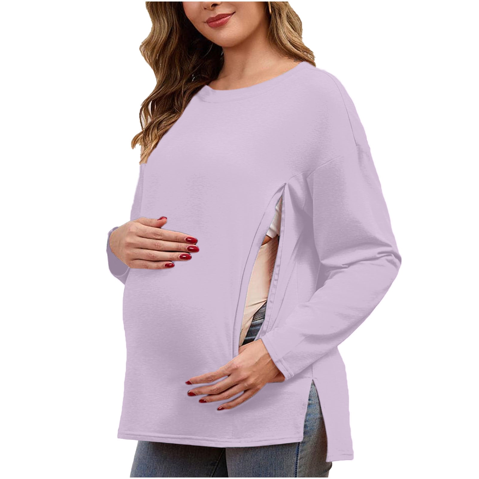 SELONE Women Maternity Shirts for Work Bump Flattering Hidden Zipper ...