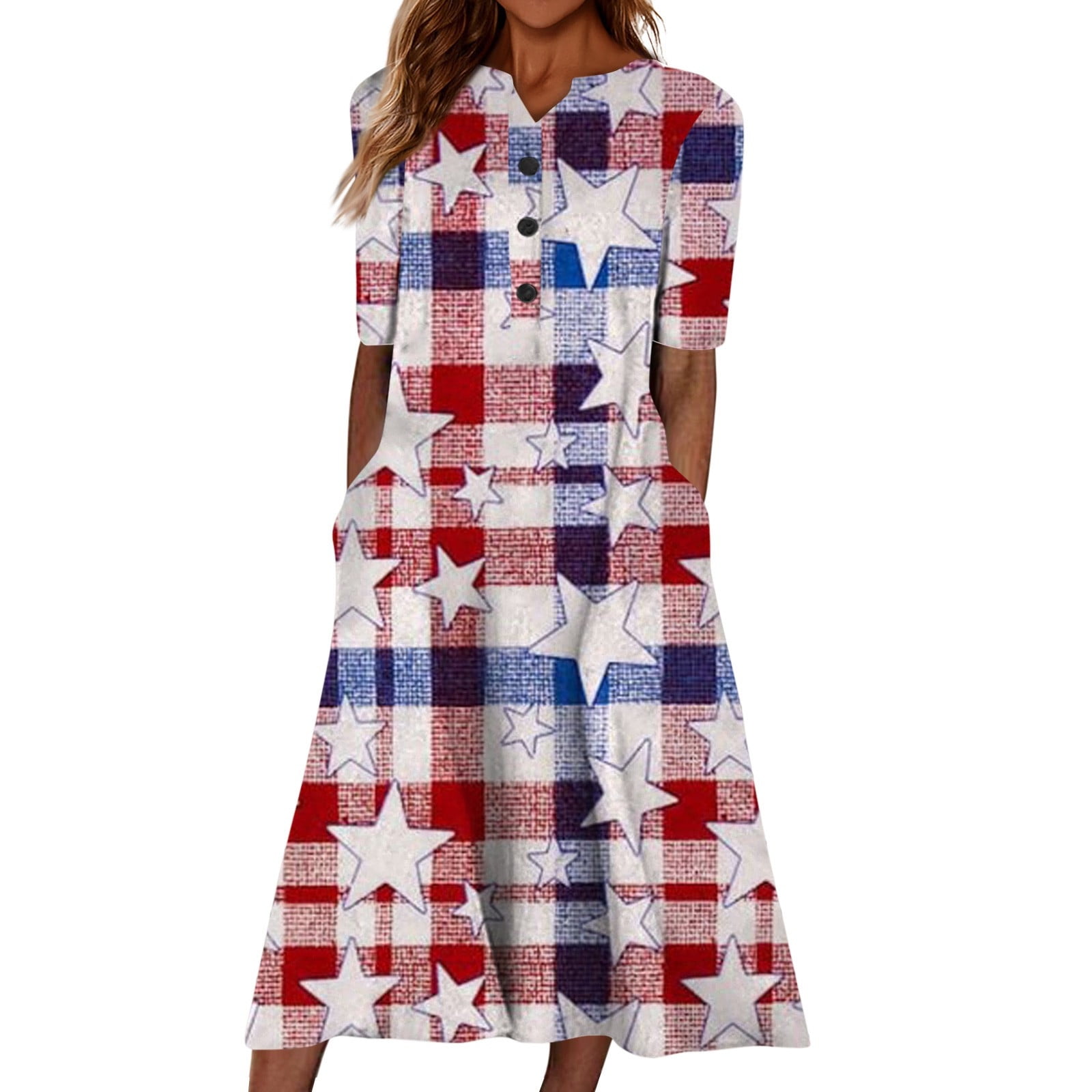 SELONE Women Summer Dress Stars and Stripes Plus Size Sleeveless ...